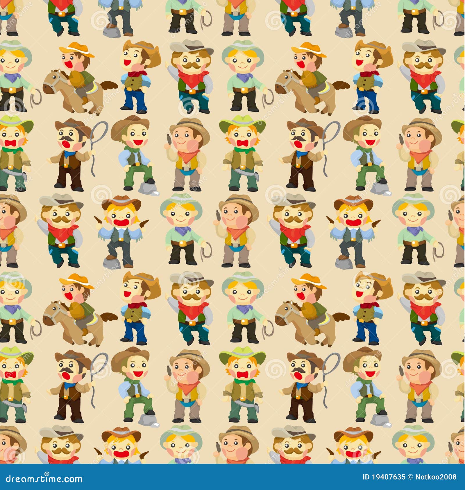 Seamless West Cowboy Pattern Cartoon Vector | CartoonDealer.com #19407635