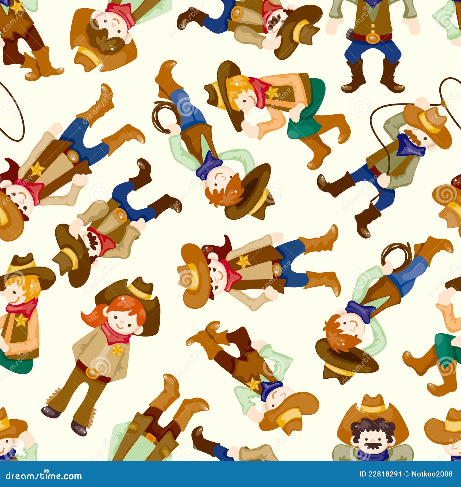 Seamless West Cowboy Pattern Cartoon Vector | CartoonDealer.com #19407635