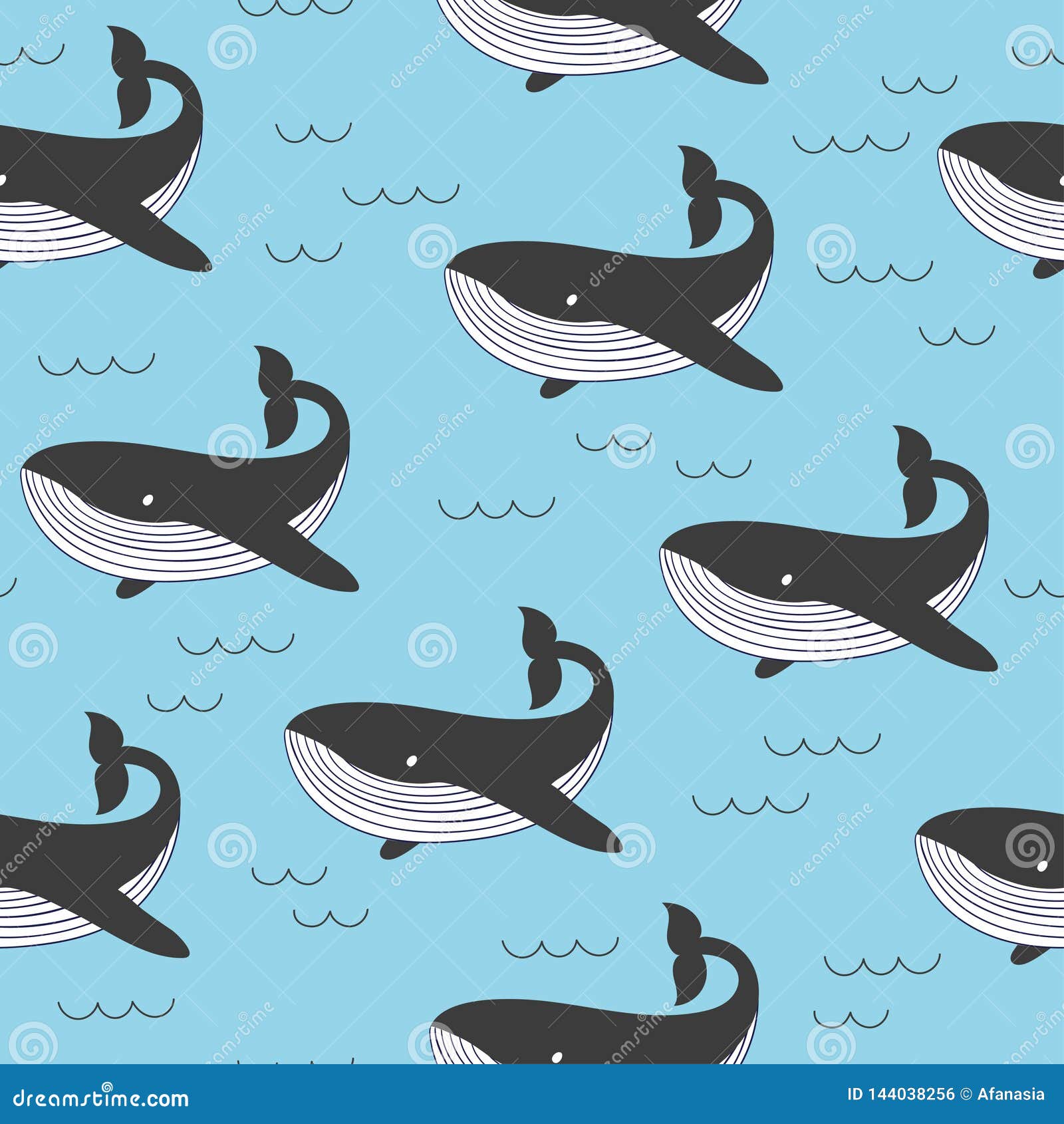 Seamless Whales Pattern Cartoon Vector | CartoonDealer.com #50401979