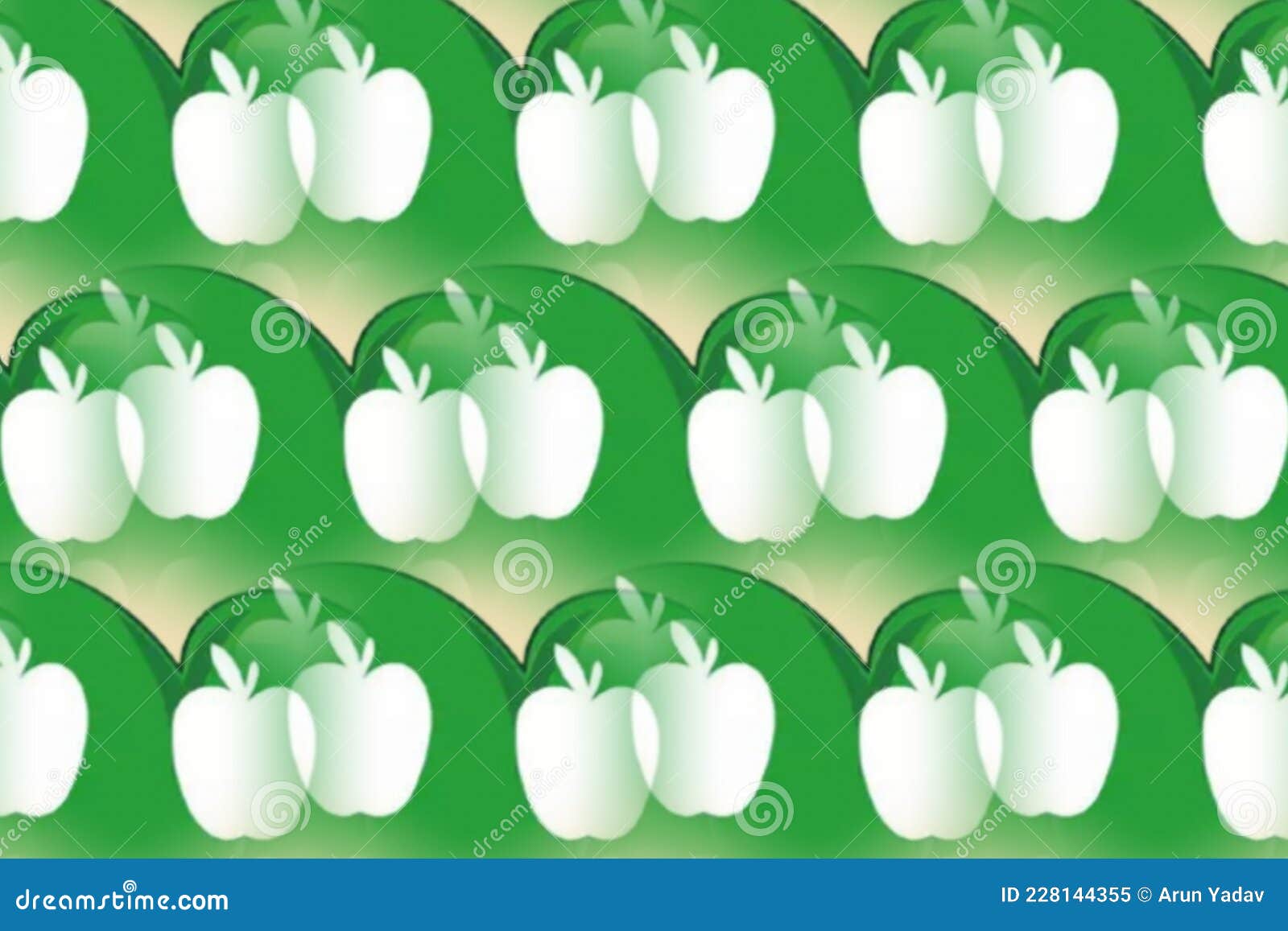 Seamless White Apple Pattern on Beautiful Green Background. Stock ...