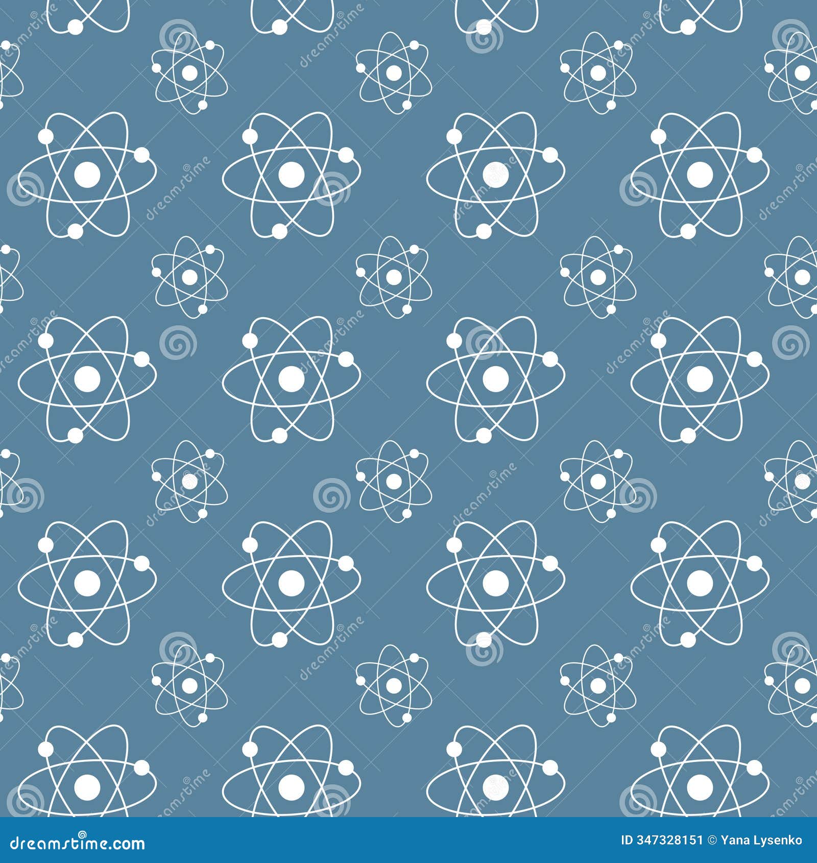 Seamless White Atom Pattern on Blue Background. Concept of Science ...
