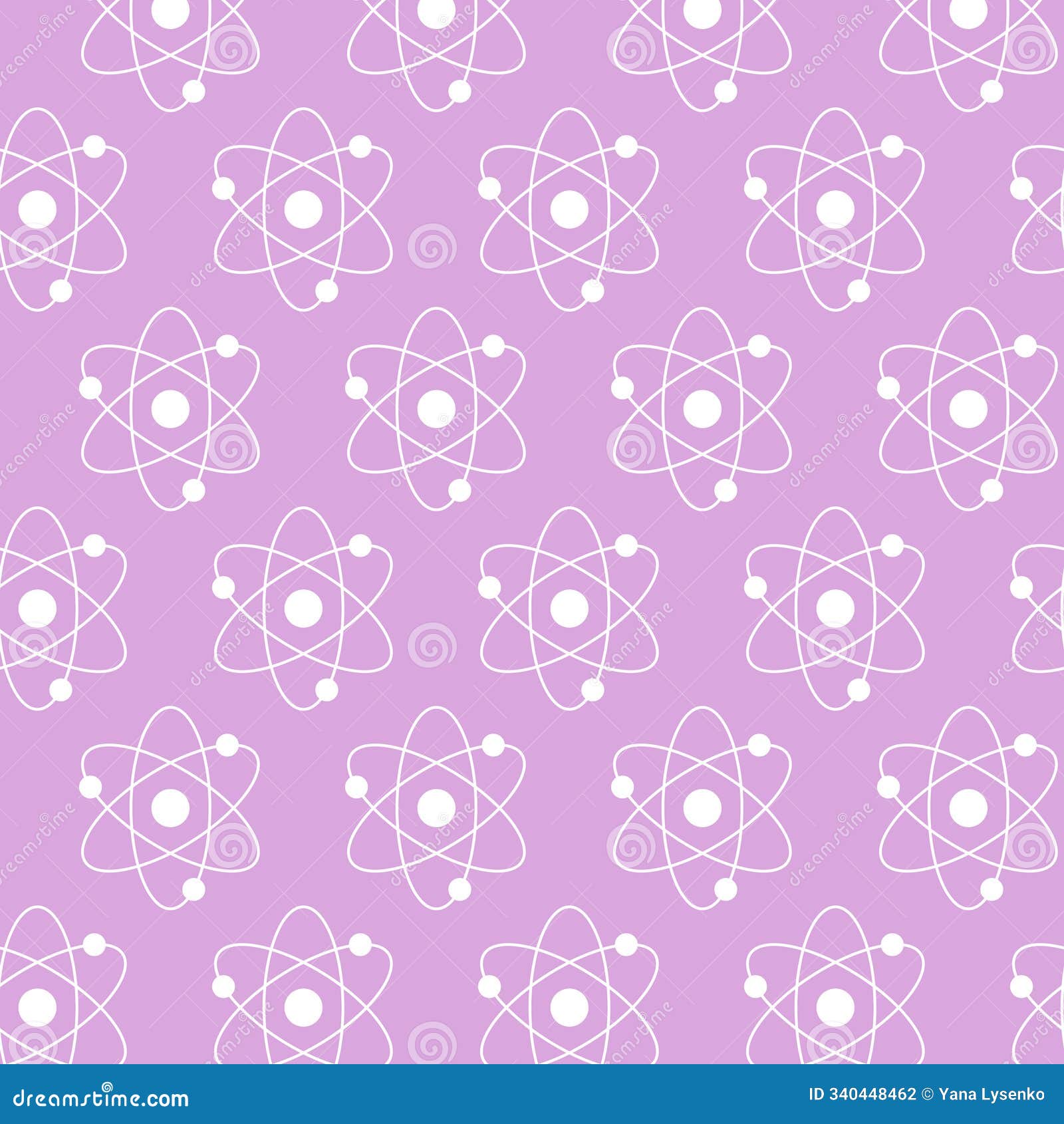 Seamless White Atom Pattern on Pink Background. Concept of Science ...