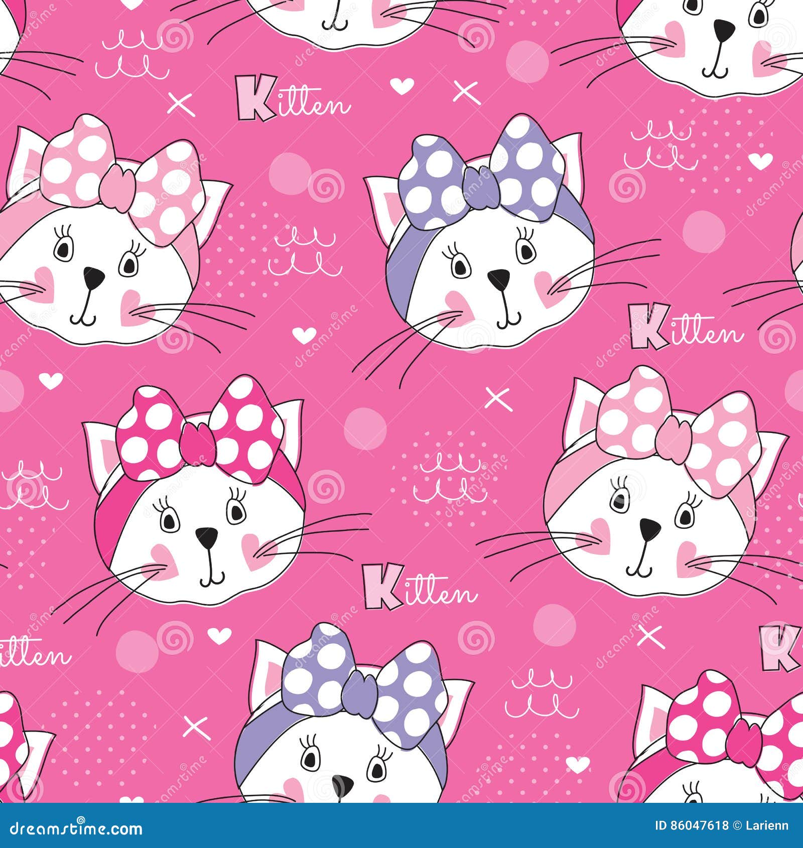 Seamless White Cat Face Pattern Vector Illustration Stock Vector ...