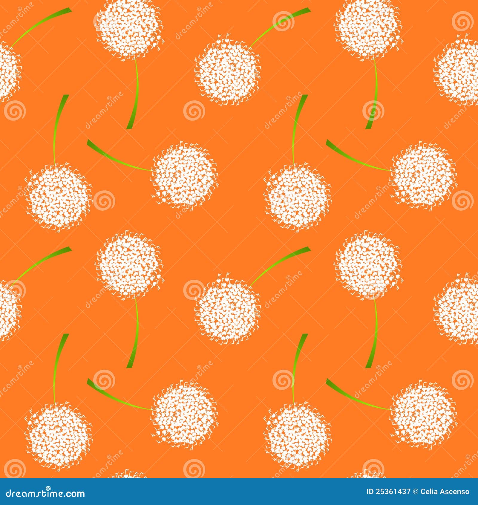 Seamless White Dandelions Background Pattern Stock Illustration ...