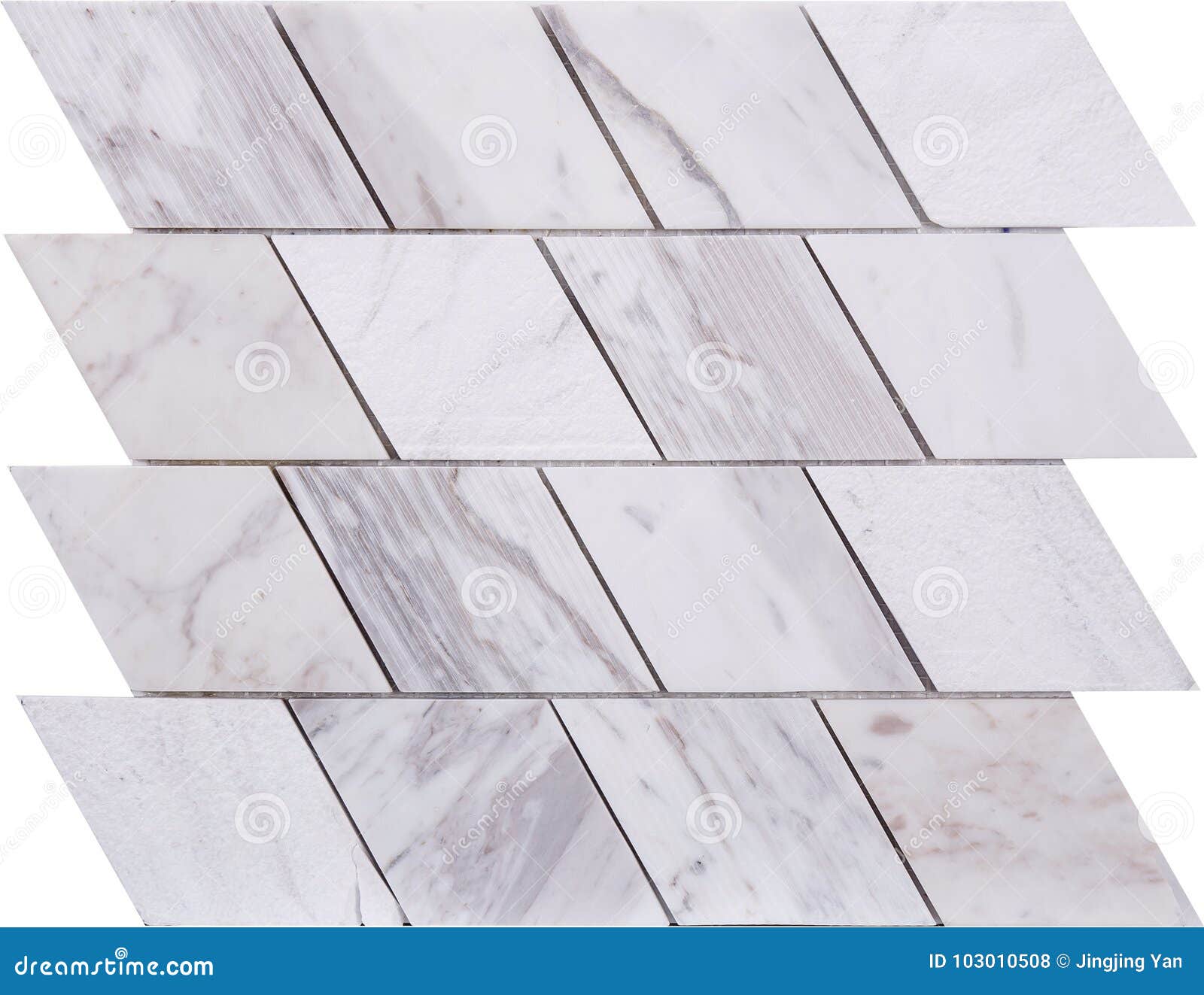 Seamless White Diamond-shaped Marble Mosaic Pattern Stock Photo - Image ...