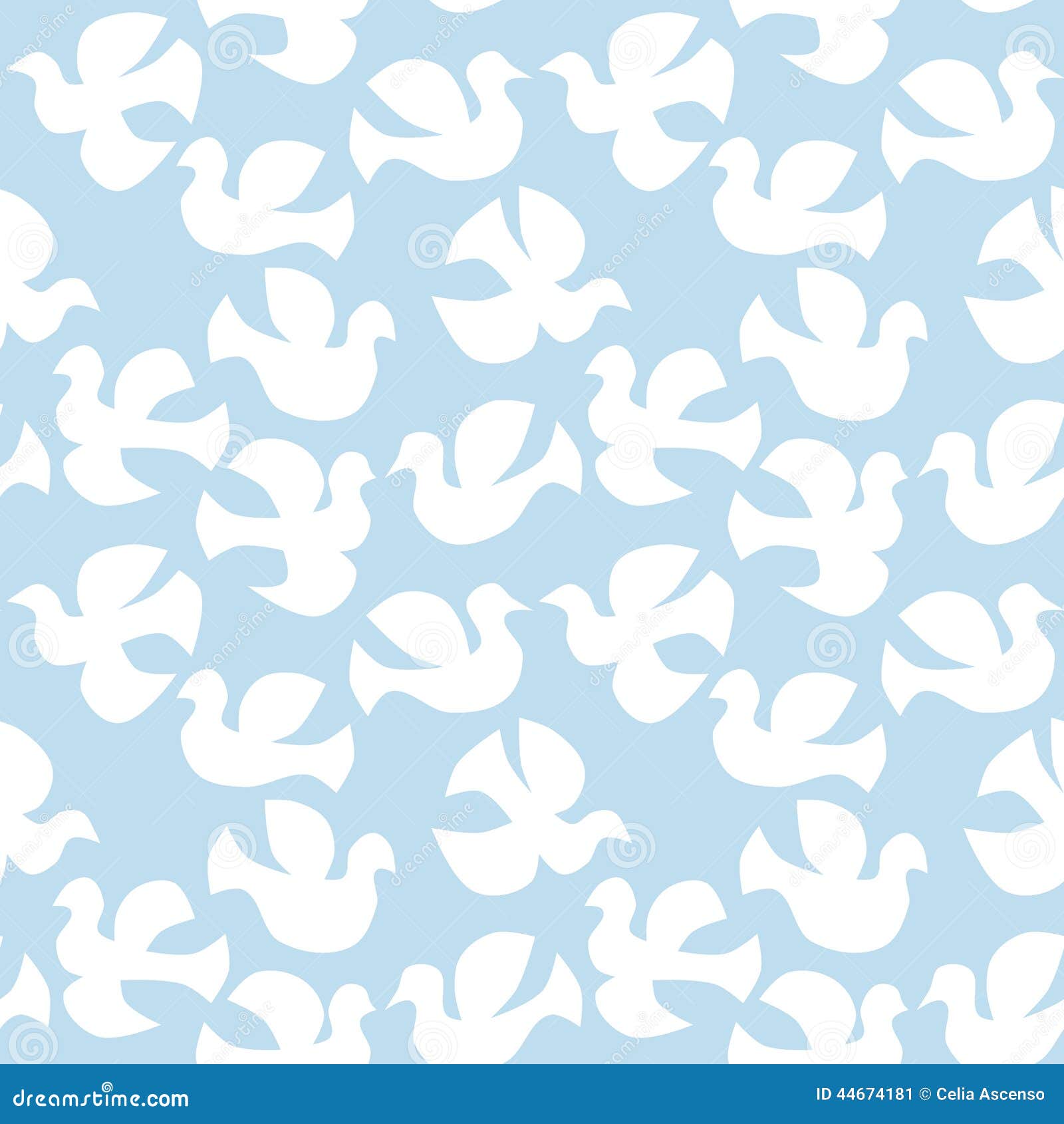 Seamless White Doves Flying Stock Illustration - Illustration of paper ...