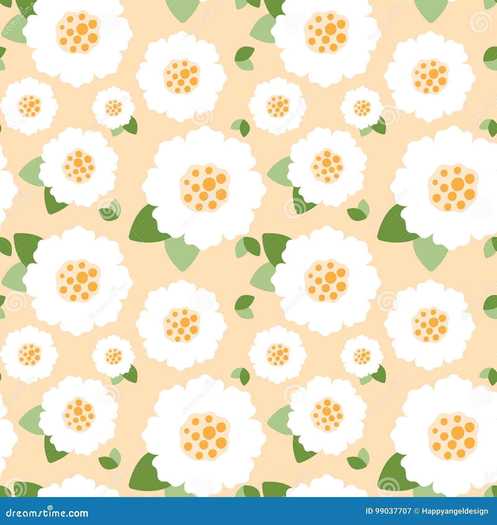 Seamless White Flowers Pattern. Stock Vector - Illustration of graphic ...