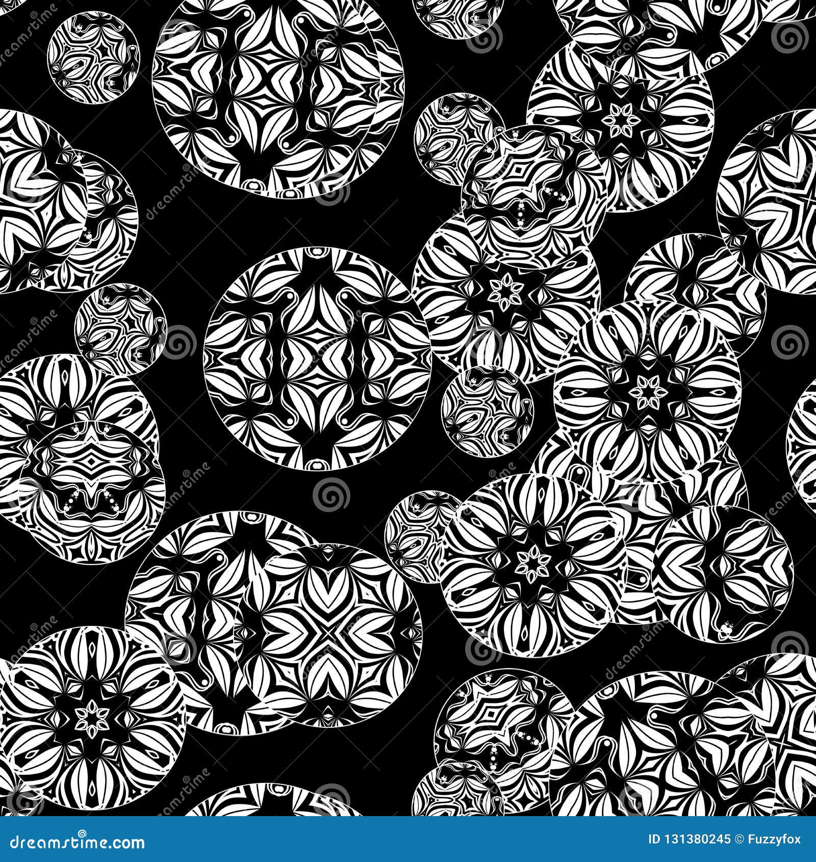Seamless White Ornament Decoration Pattern Black Stock Illustration ...