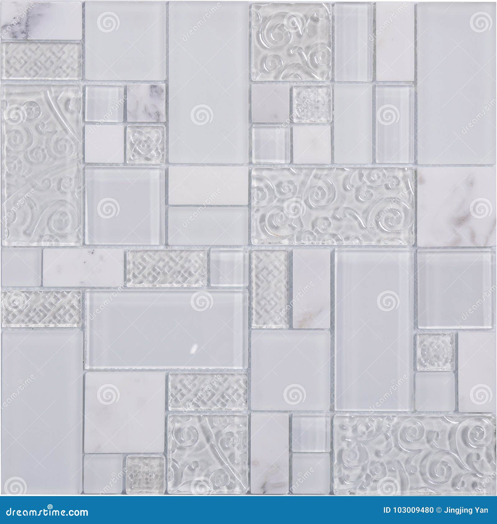 Seamless White Rectangle Marble and Glass Mosaic Pattern Stock Photo ...