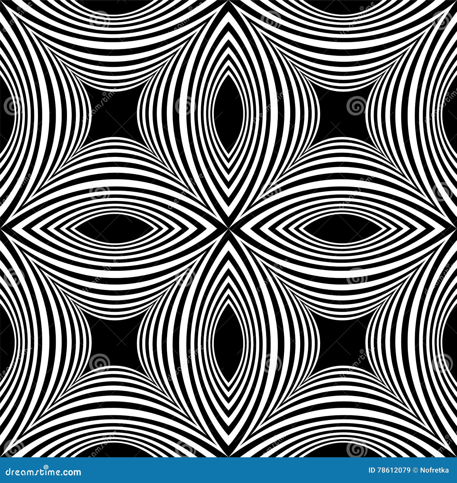 Seamless White Striped Pattern of Concave Rectangle on Black Background ...