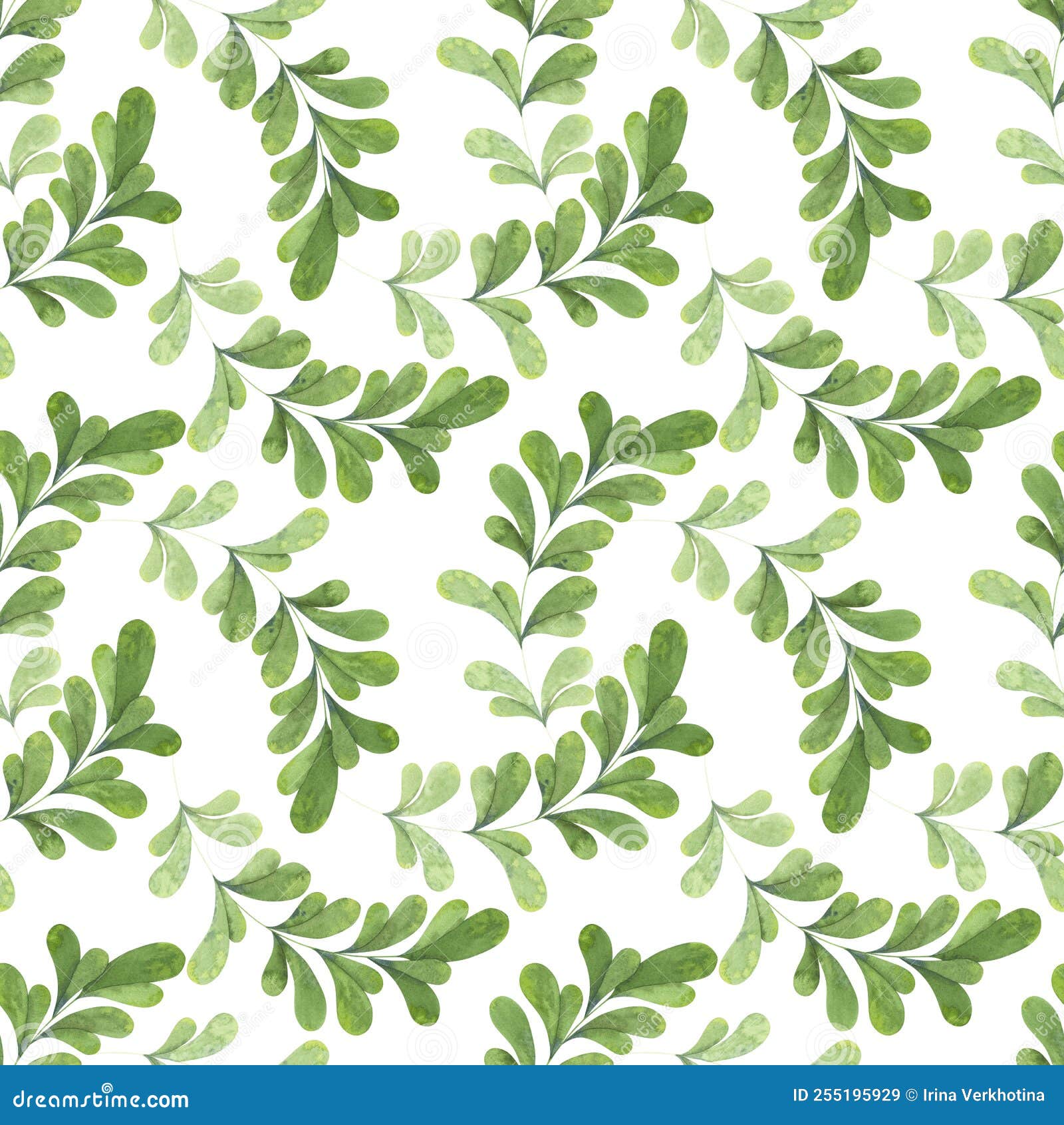Seamless Wild Grass Pattern. Green Lingonberry Leaves Stock ...