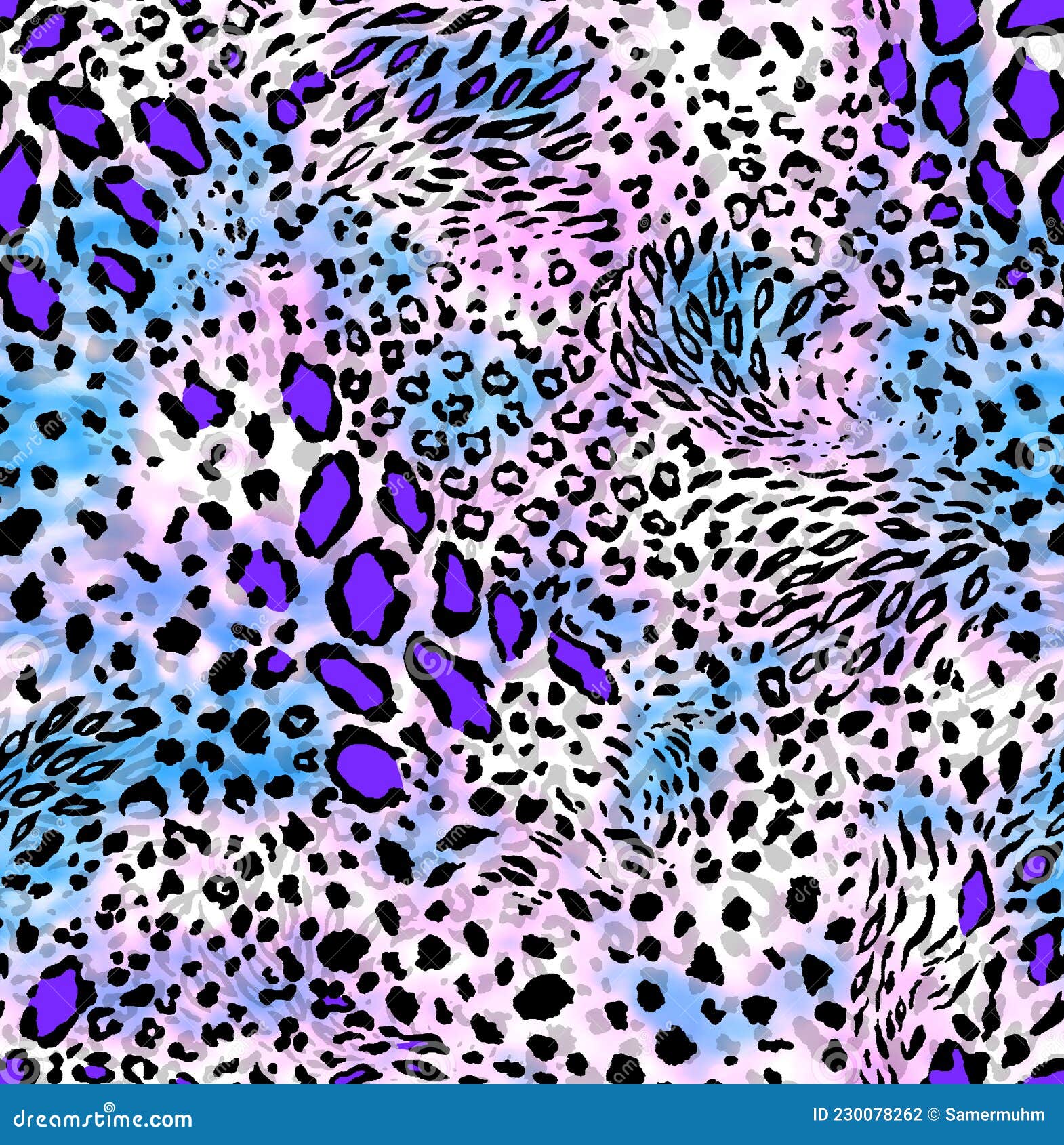 Seamless Wild Skin Pattern. Mix of Tiger, Jaguar and Leopard Print ...