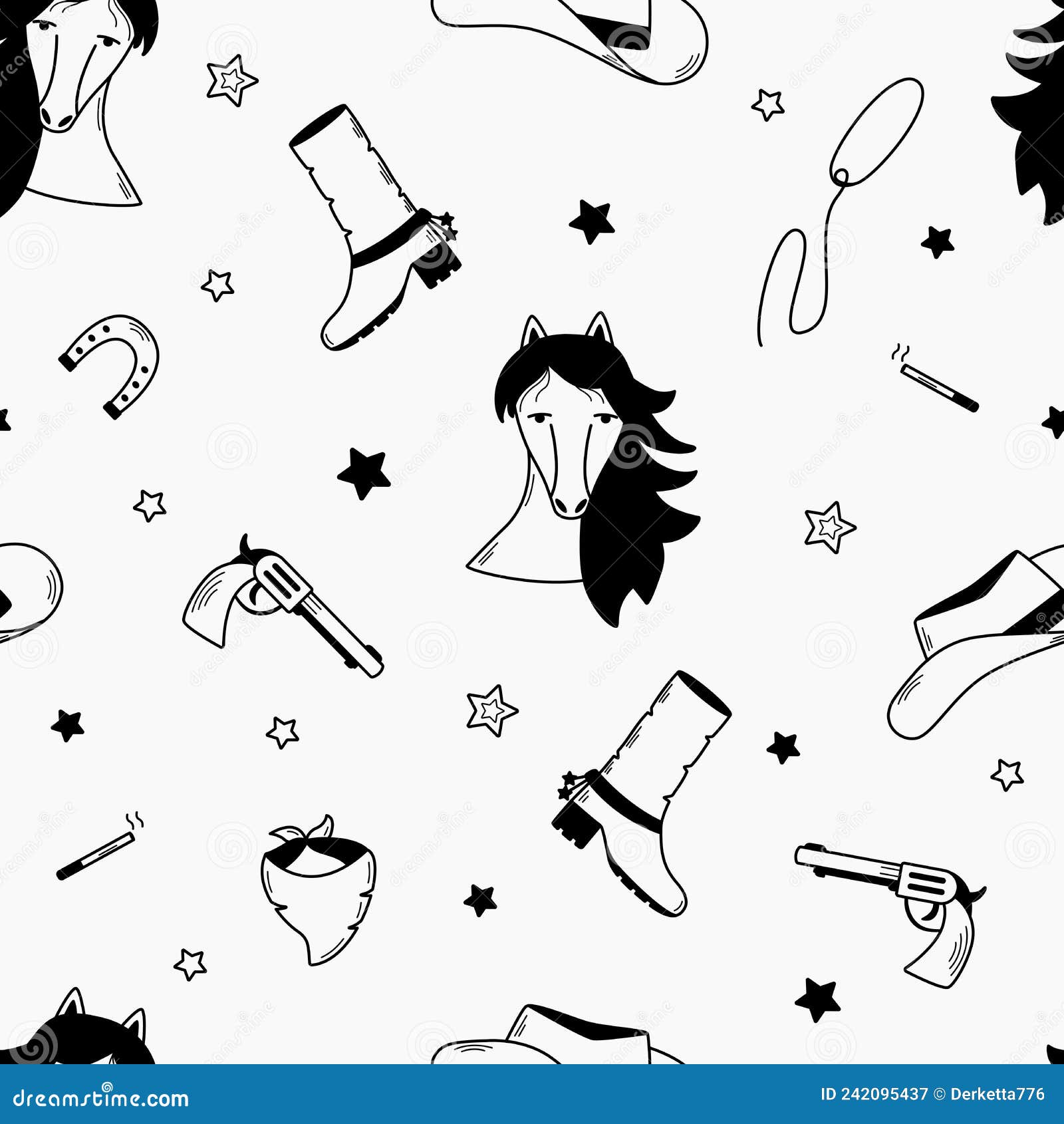 Seamless Wild West Pattern. Background Vector Illustration Elements of ...