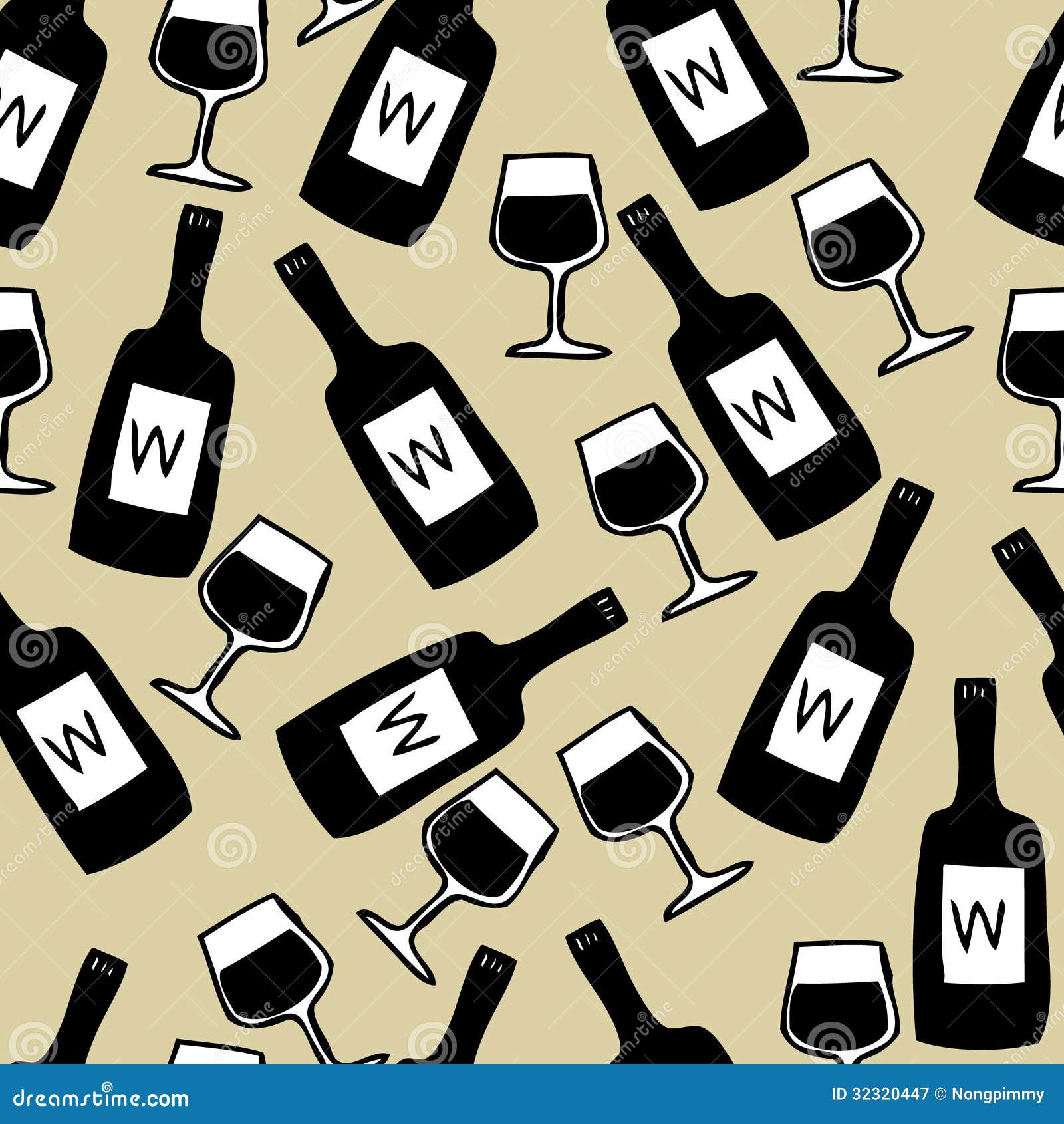 Seamless wine pattern stock vector. Illustration of drawing - 32320447