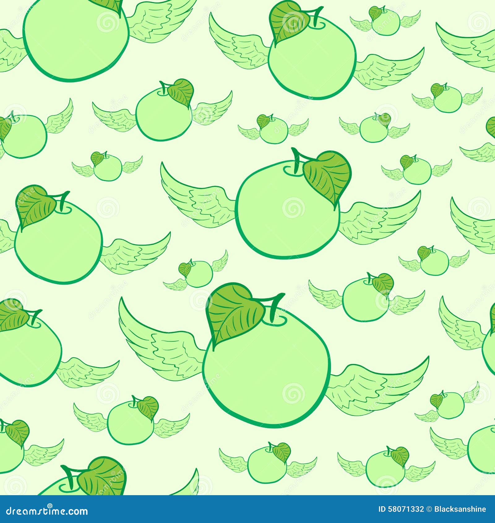 Seamless winged apples stock vector. Illustration of backdrop - 58071332