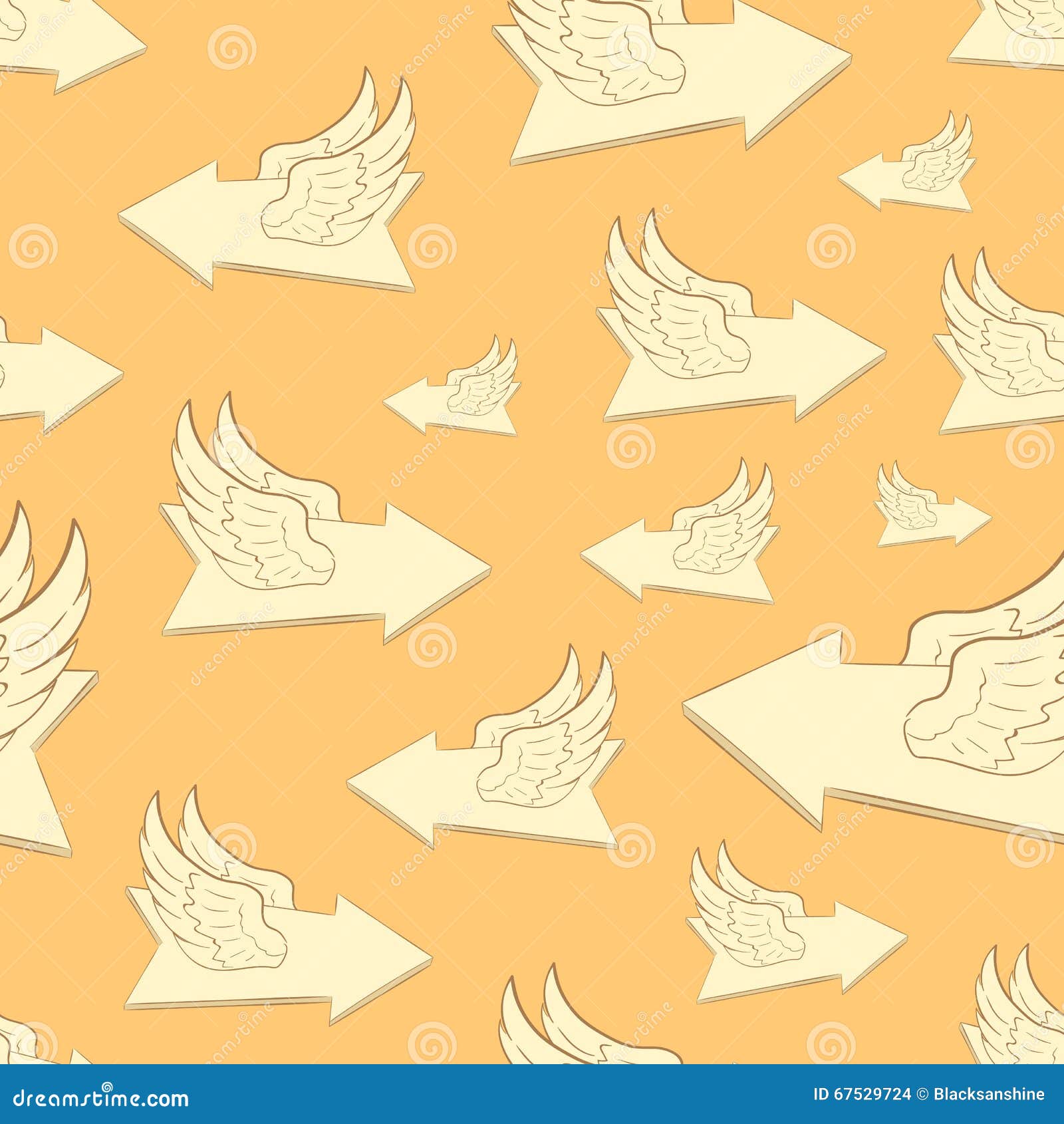 Seamless Winged Arrows on Orange Stock Vector - Illustration of ...