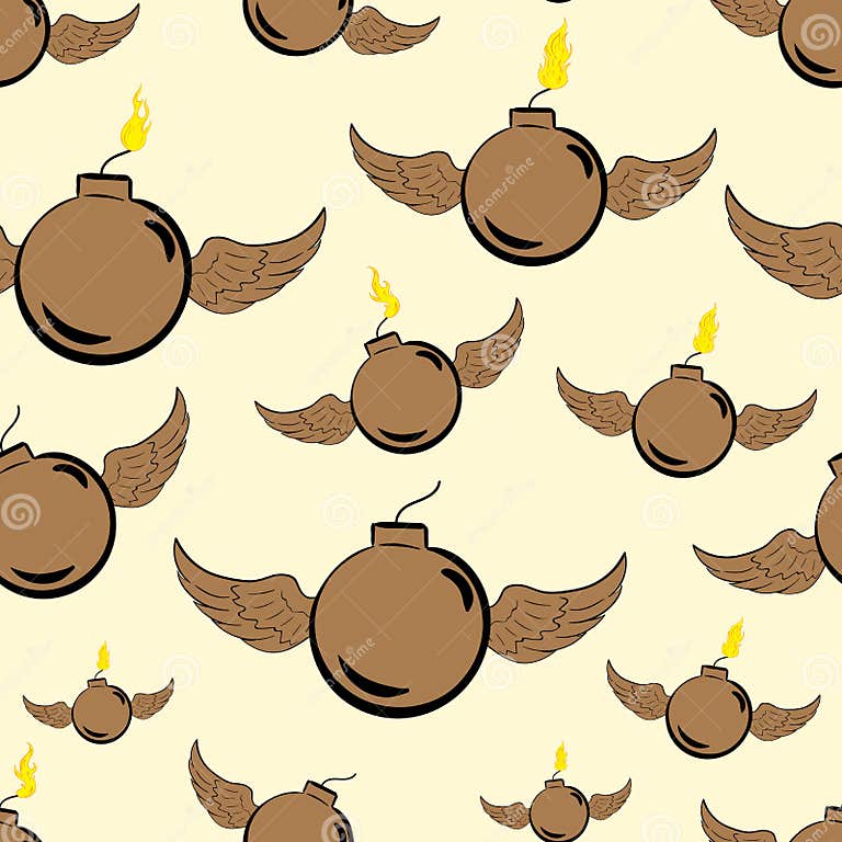 Seamless winged bombs stock vector. Illustration of graphical - 63110051