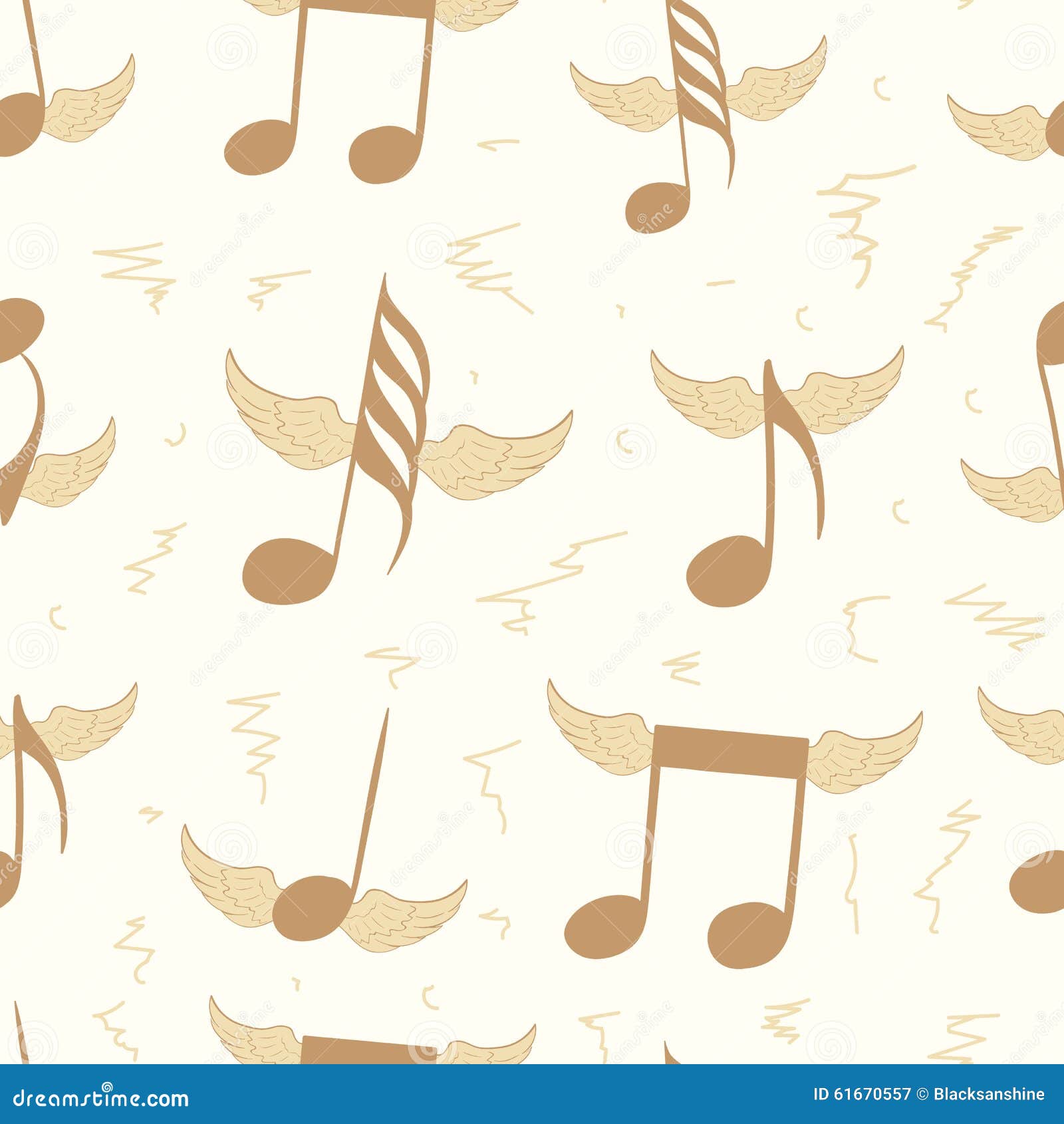 Seamless Winged Brown Notes Stock Vector - Illustration of backdrop ...