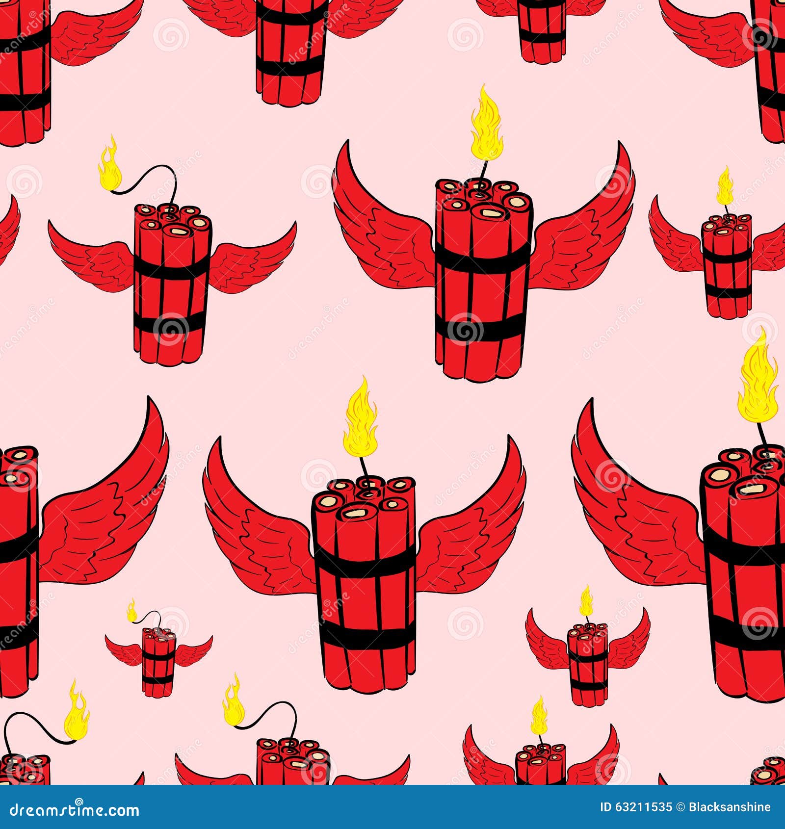 Seamless winged dynamite stock vector. Illustration of creatively ...