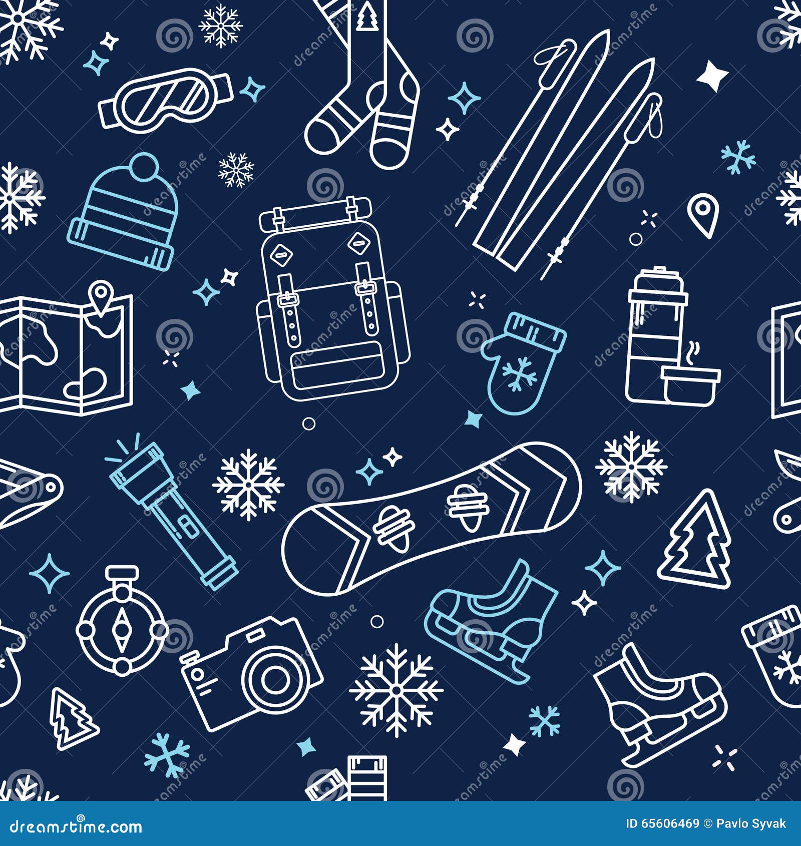 Seamless Winter Adventure Pattern Stock Vector - Illustration of ...