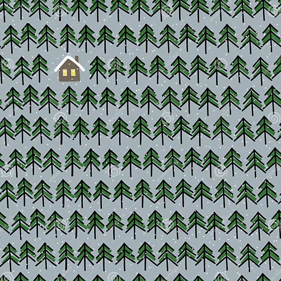 Seamless Winter Forest Pattern Stock Vector - Illustration of pine ...