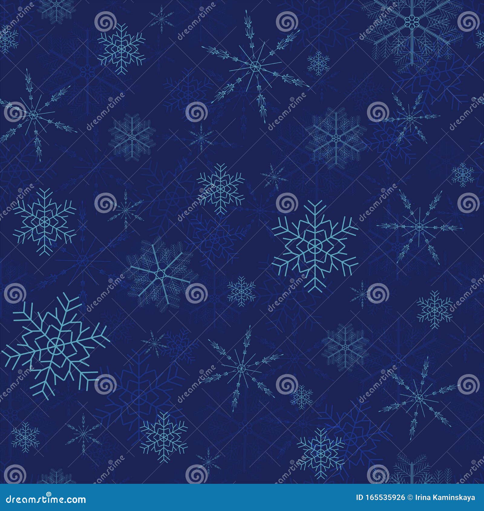Seamless Winter Pattern with White Snowflakes on a Blu Background ...
