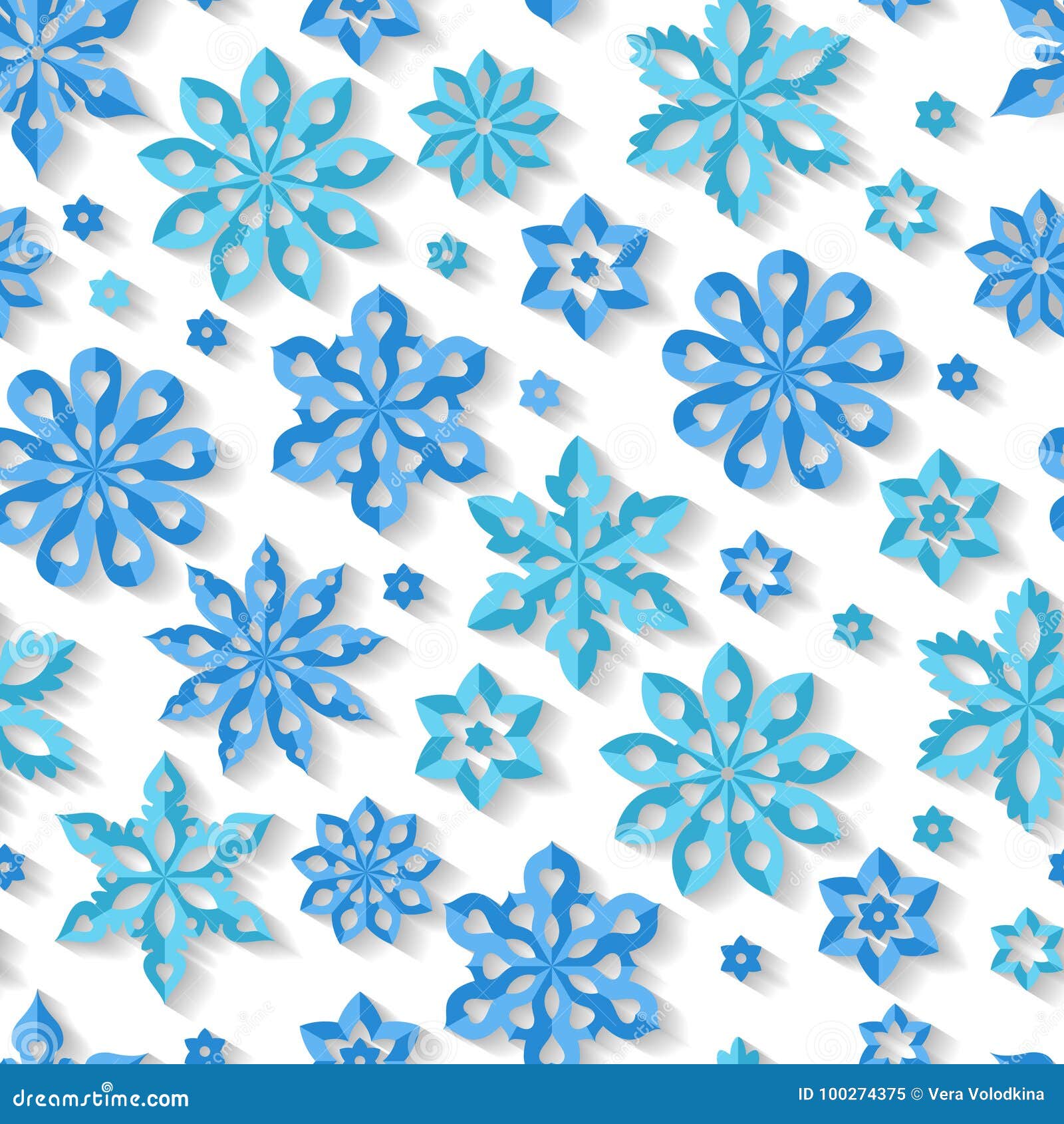 Seamless Winter Snowflake Pattern. Stock Vector - Illustration of ...