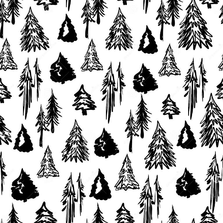 Seamless Winter Trees Pattern Stock Vector - Illustration of abstract ...