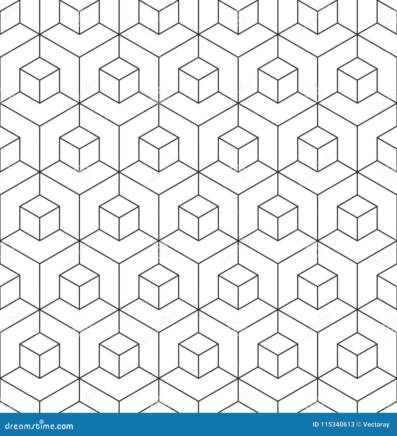 Seamless Wireframe Cubic Abstract Geometric Isometric Pattern ...