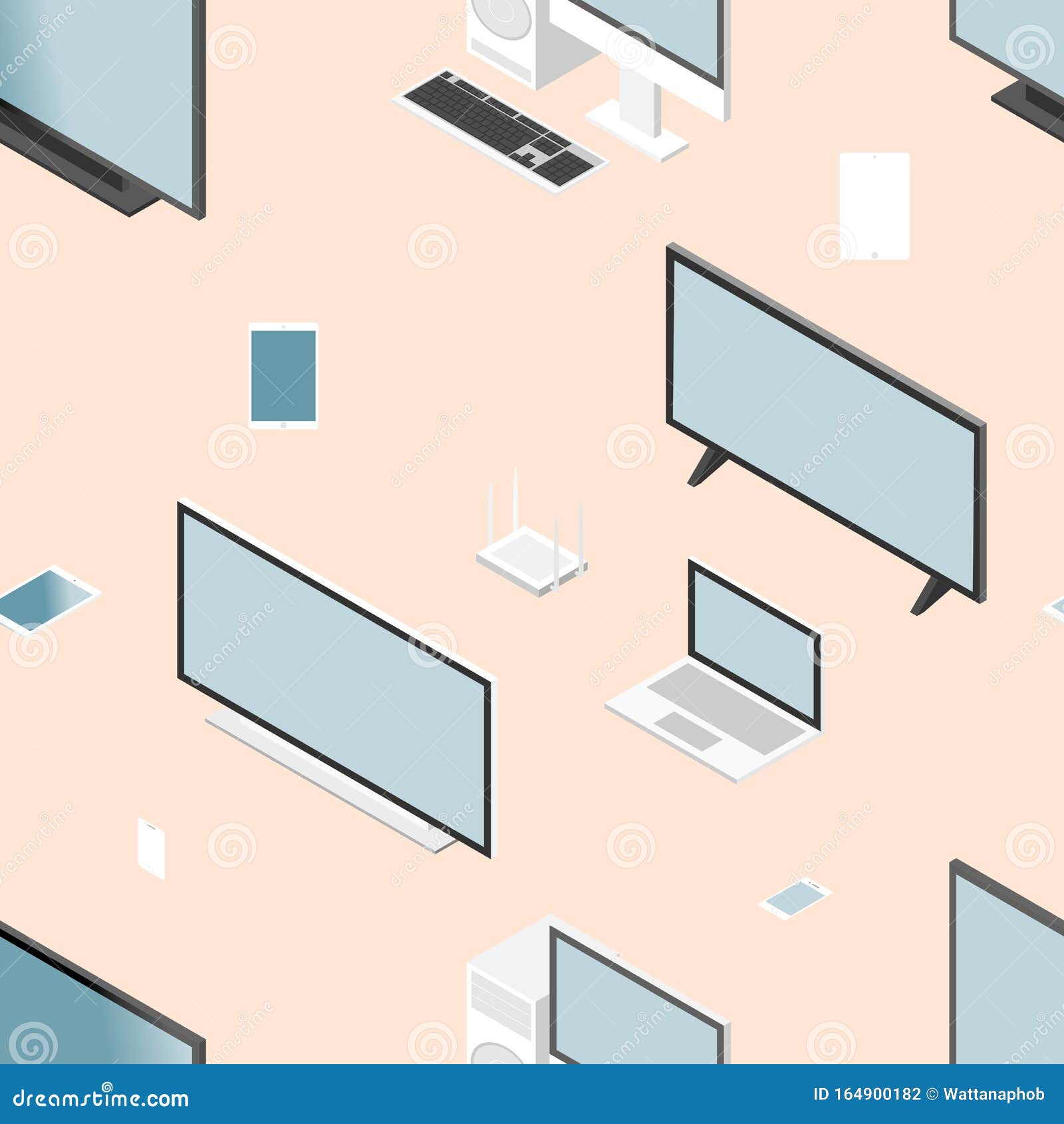 Seamless Wireless Technologies Isometric Stock Illustration ...