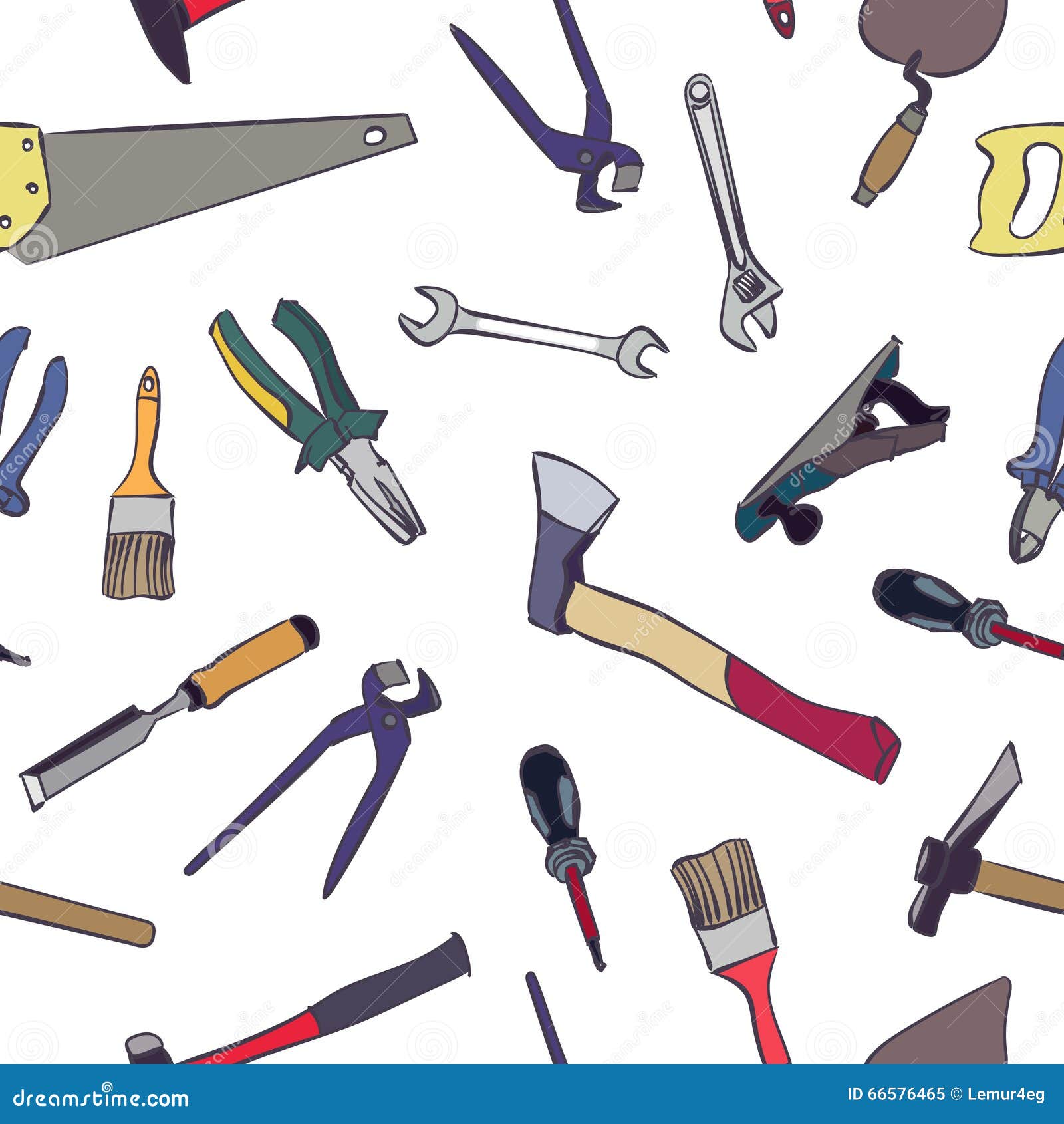 Seamless Work Tools Pattern Stock Illustration - Illustration of tool ...