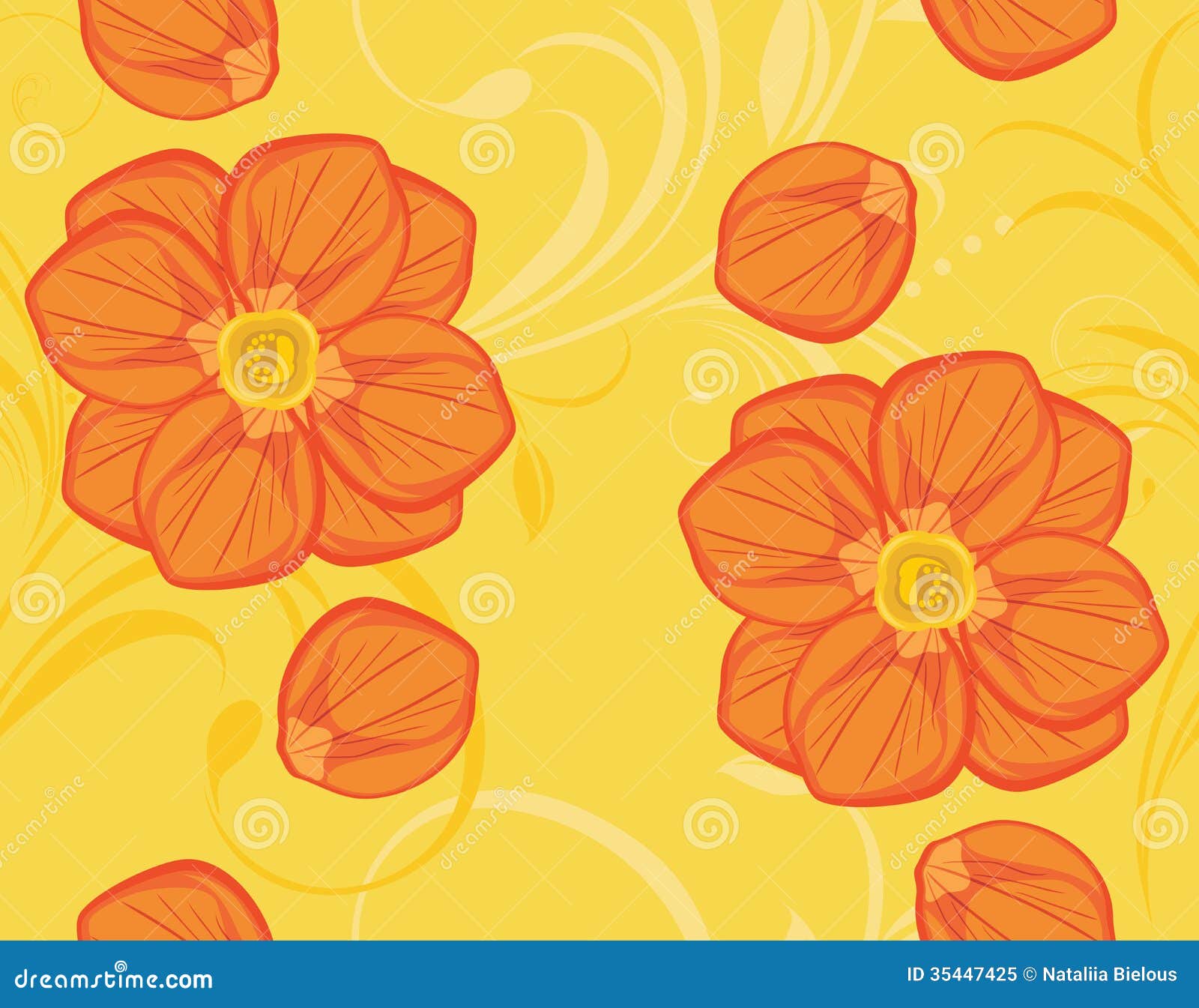 Seamless Yellow Background with Blooming Flowers Stock Vector ...