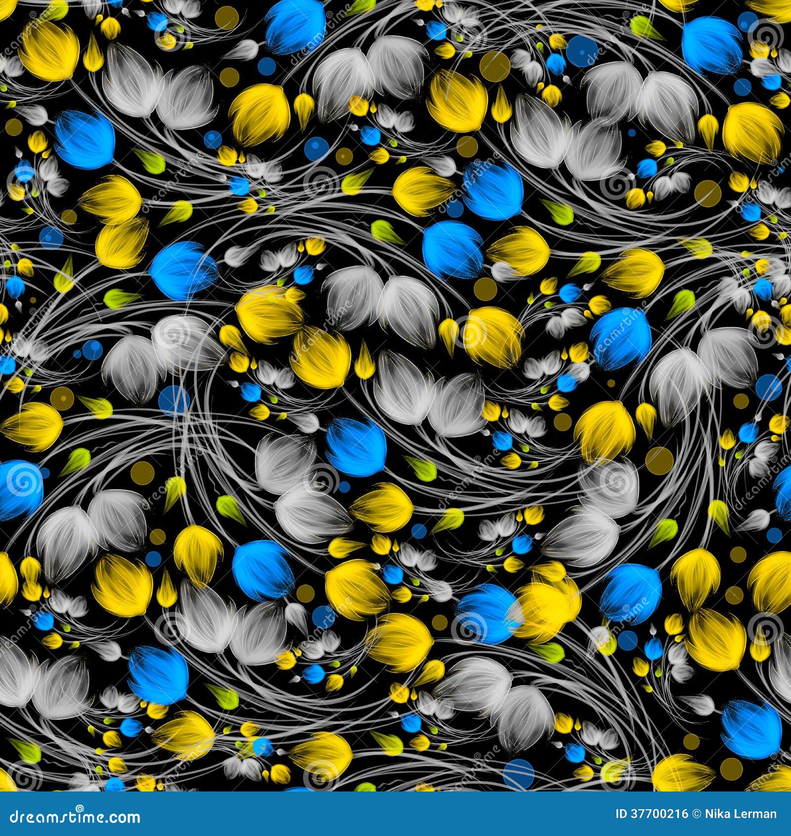 Seamless Yellow Blue Floral Pattern Stock Illustrations – 45,170 ...