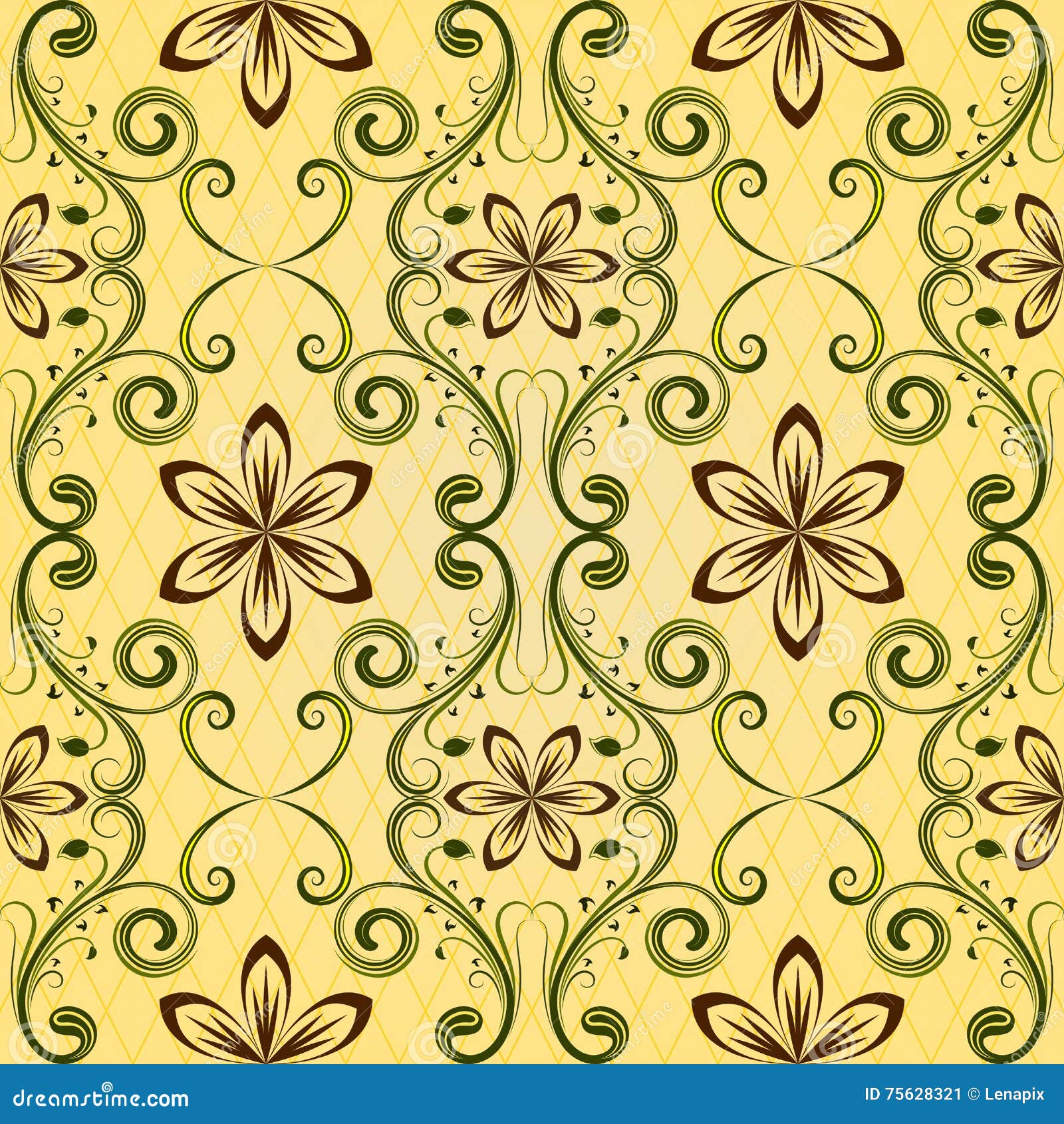 Seamless yellow pattern stock vector. Illustration of ornamental - 75628321