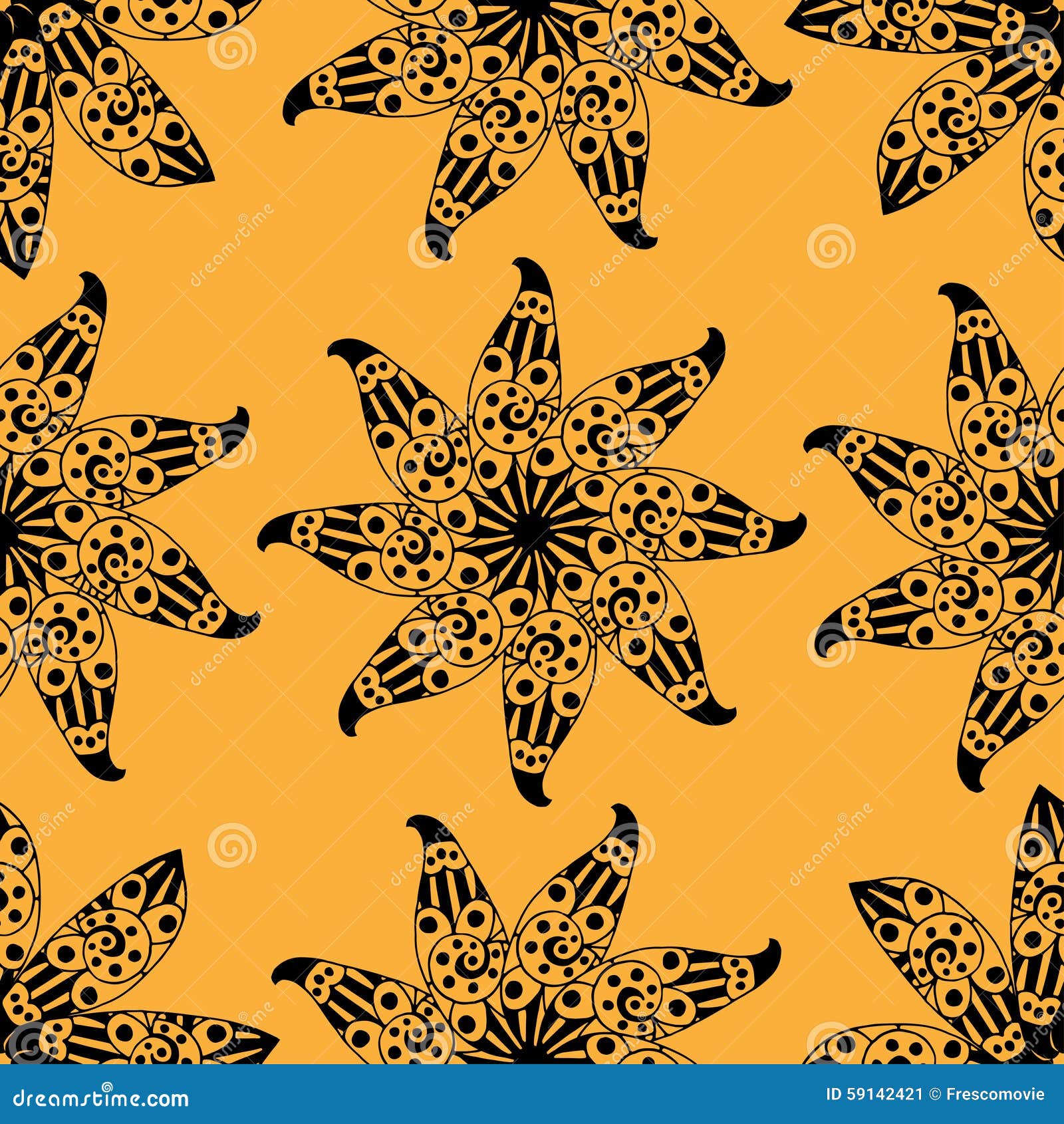 Seamless yellow pattern. stock vector. Illustration of ornate - 59142421