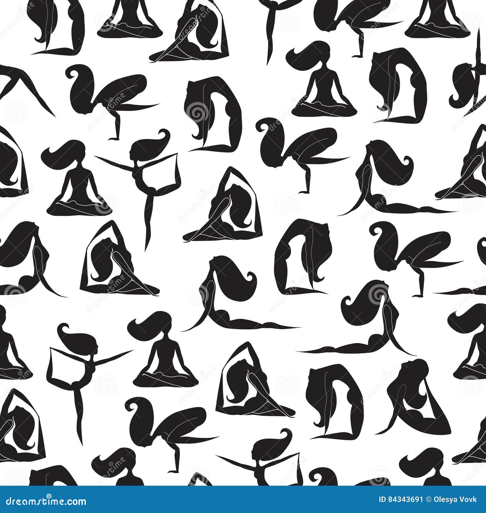 Seamless yoga pattern stock vector. Illustration of meditating - 84343691