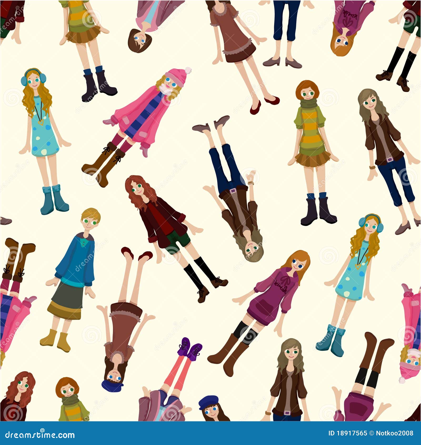 Seamless Young Girl Pattern Stock Vector - Illustration of girl ...