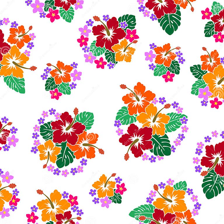 Cute Hibiscus Pattern Perfect for Textiles, Stock Vector - Illustration ...