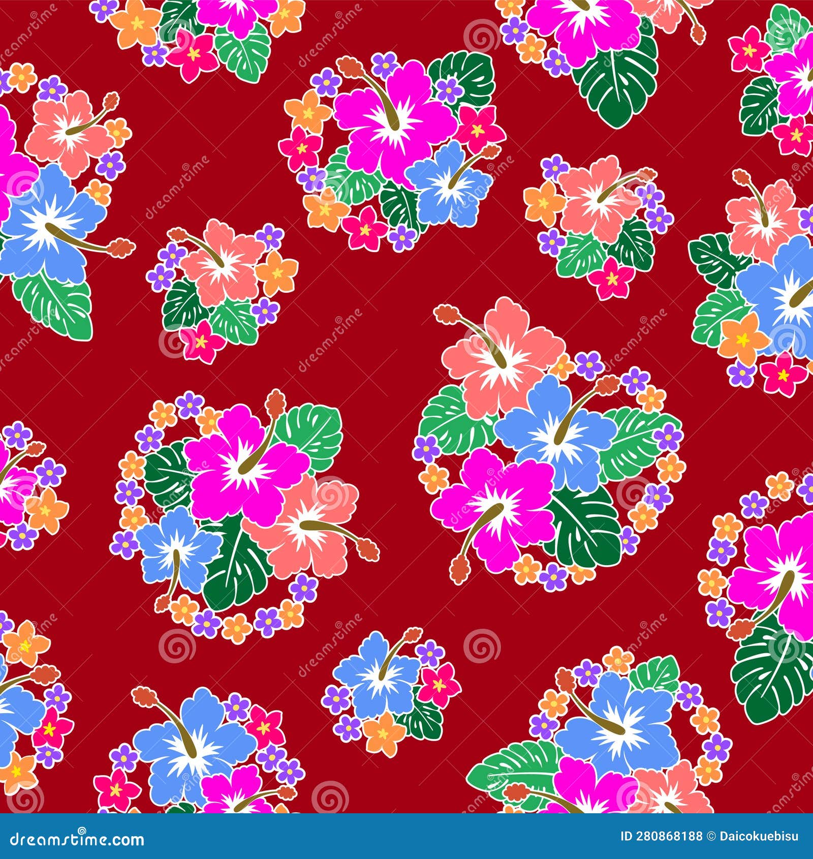 Cute Hibiscus Pattern Perfect for Textiles, Stock Vector - Illustration ...