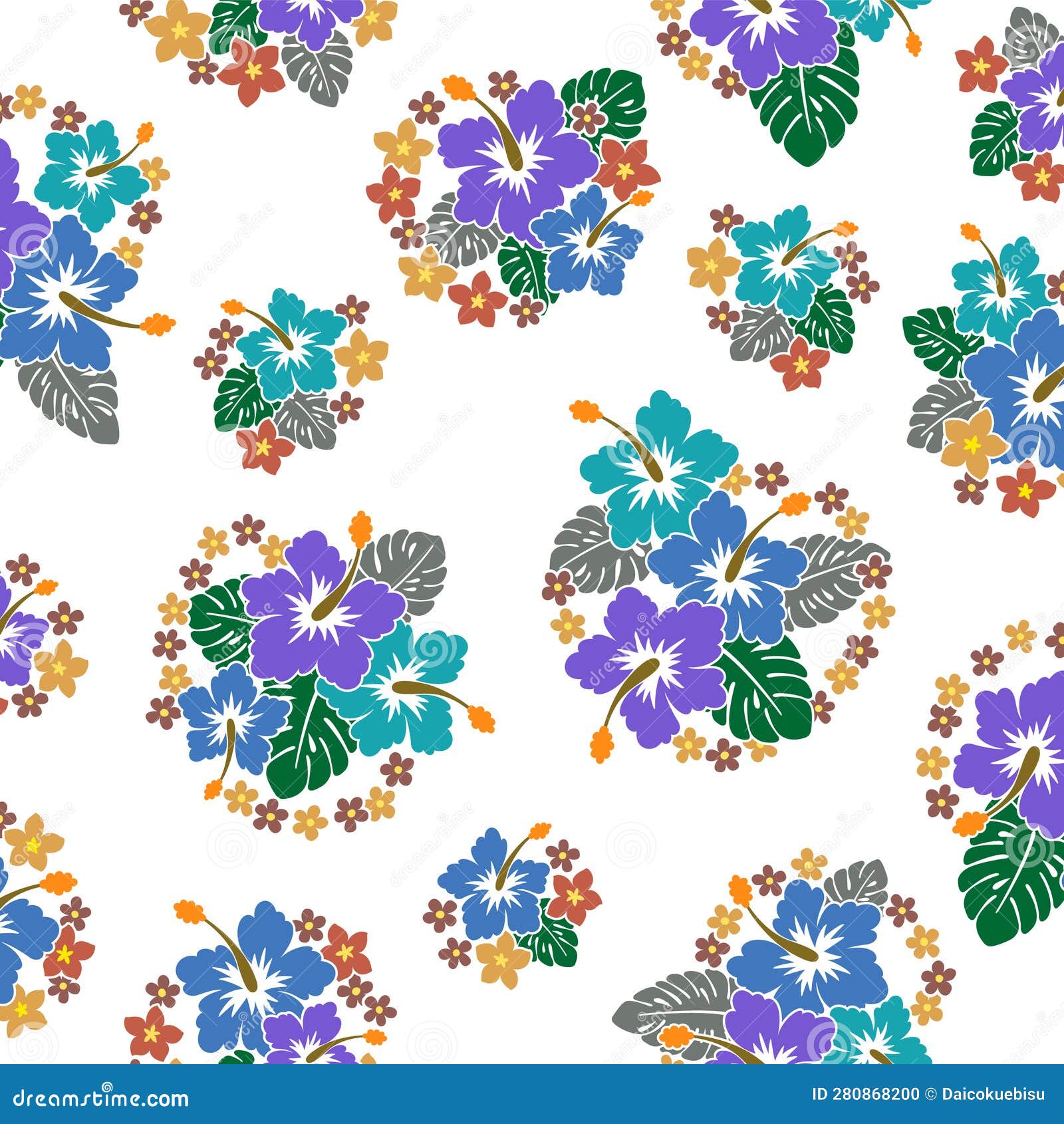 Cute Hibiscus Pattern Perfect for Textiles, Stock Vector - Illustration ...