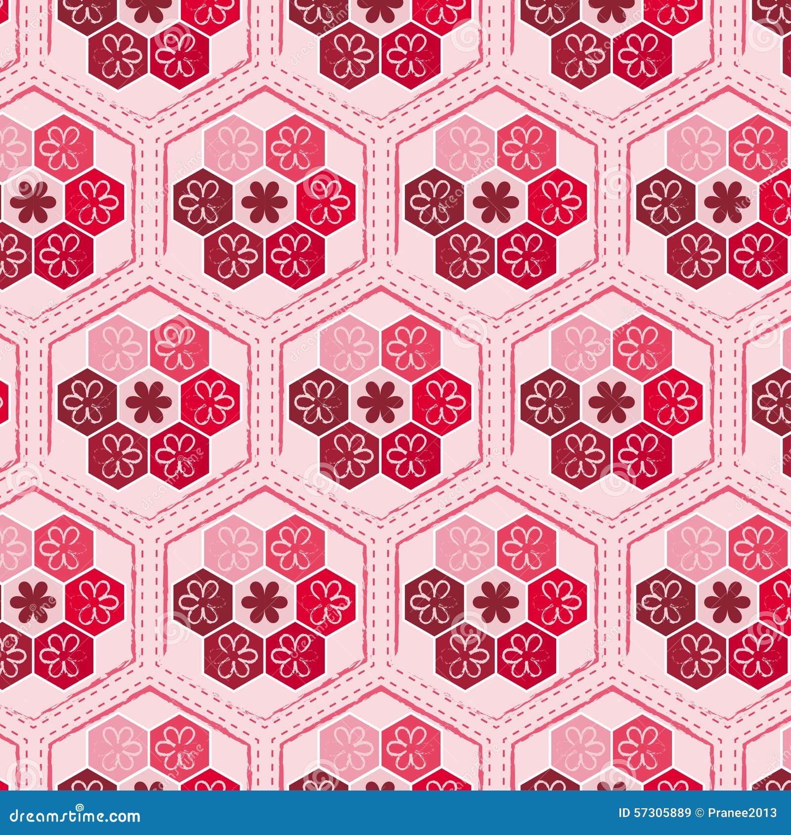 Seamlessly Hexagonal Floral Pattern Stock Vector - Illustration of ...