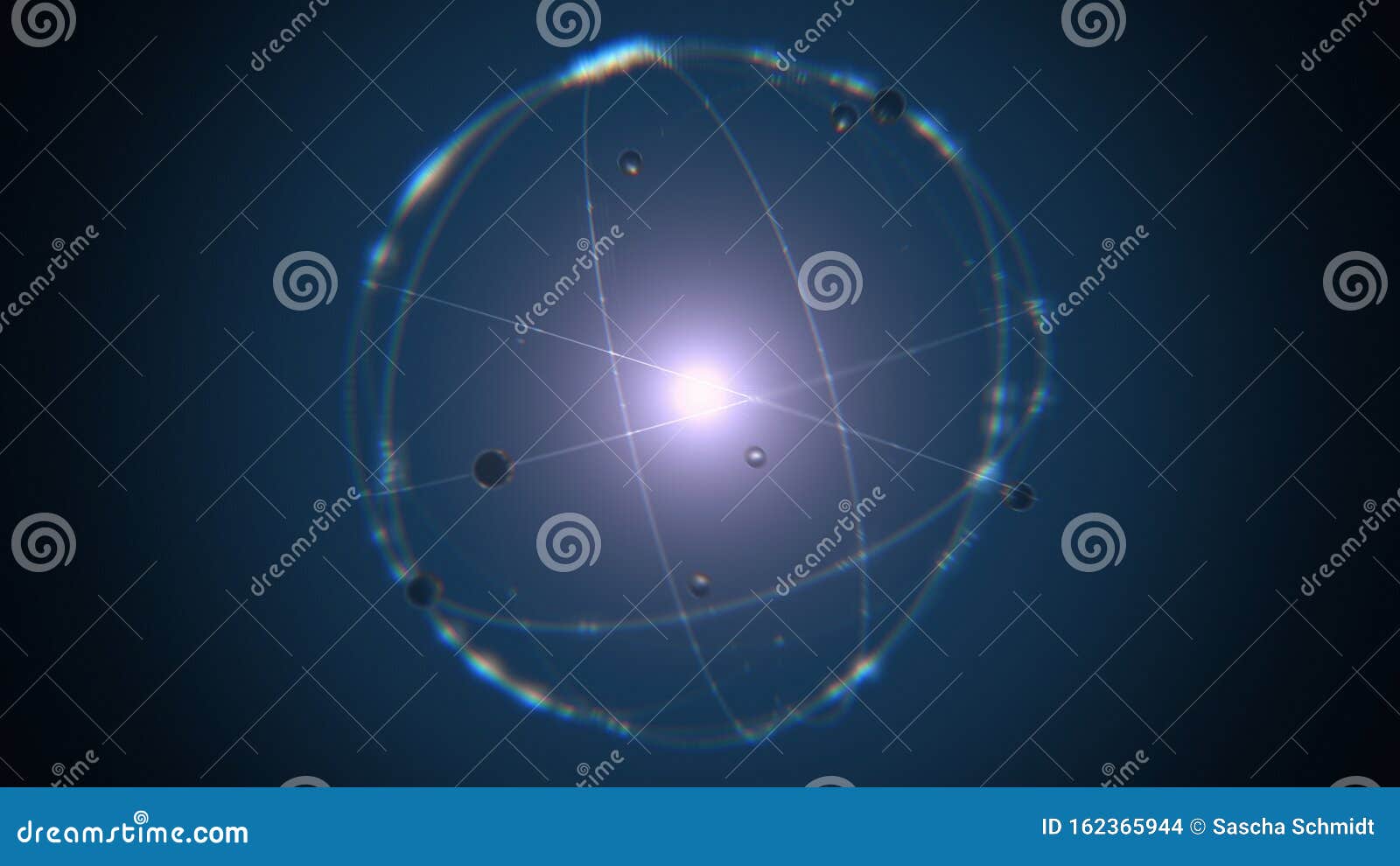 Animated Model of Atomic Nucleus and Electrons Blue Stock Illustration ...