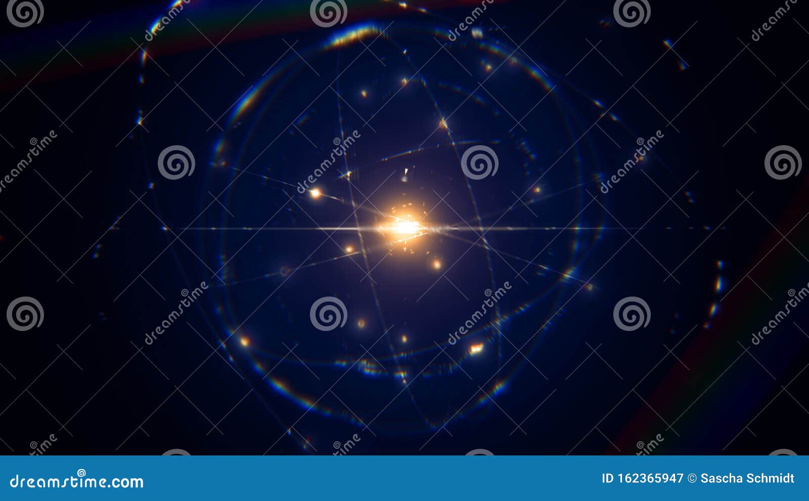 Animated Model of Atomic Nucleus and Electrons Blue and Gold Stock ...