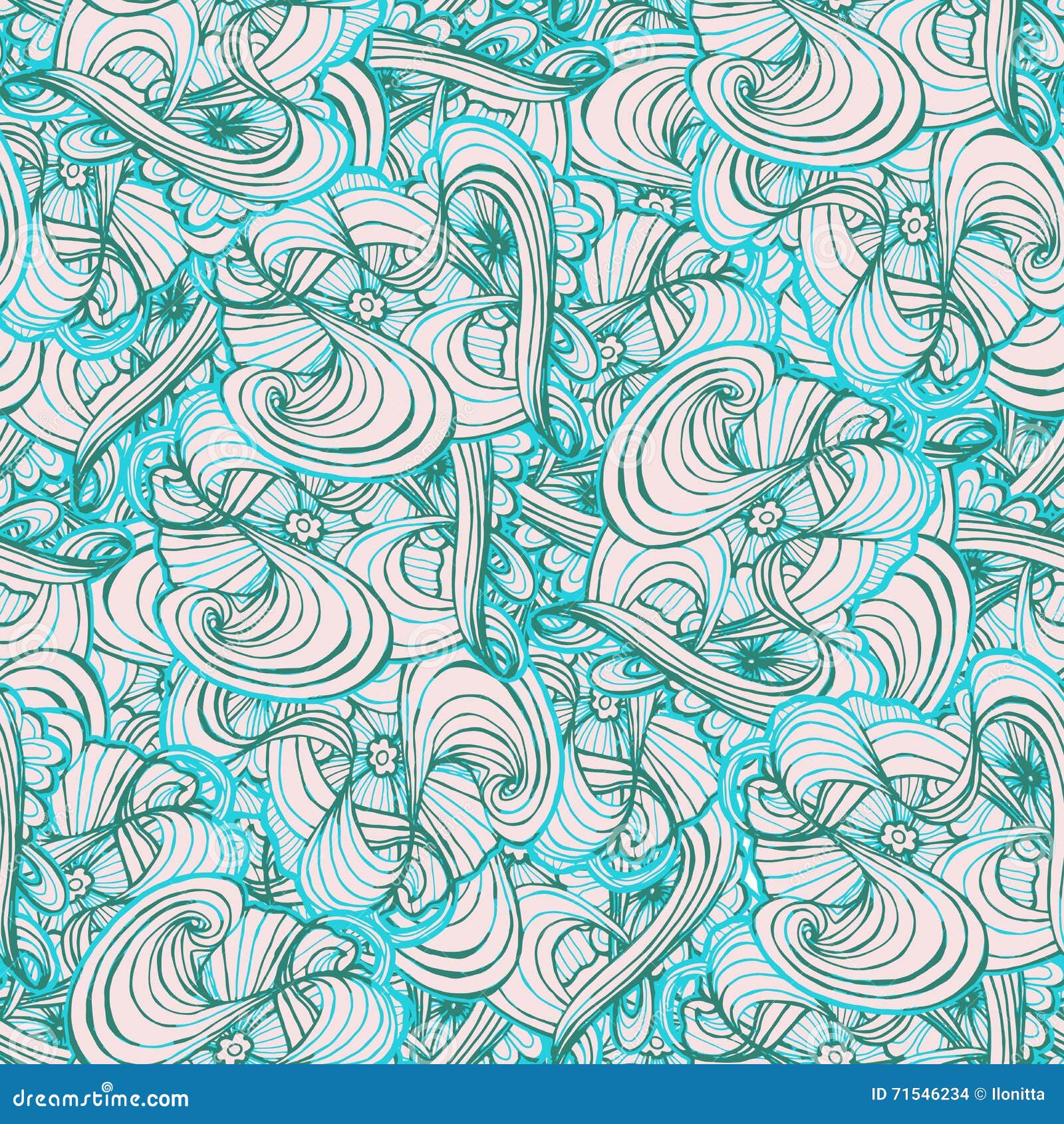 Seamlessly Tiling Wave Pattern. Doodle Style Tile for Print.Seamless ...