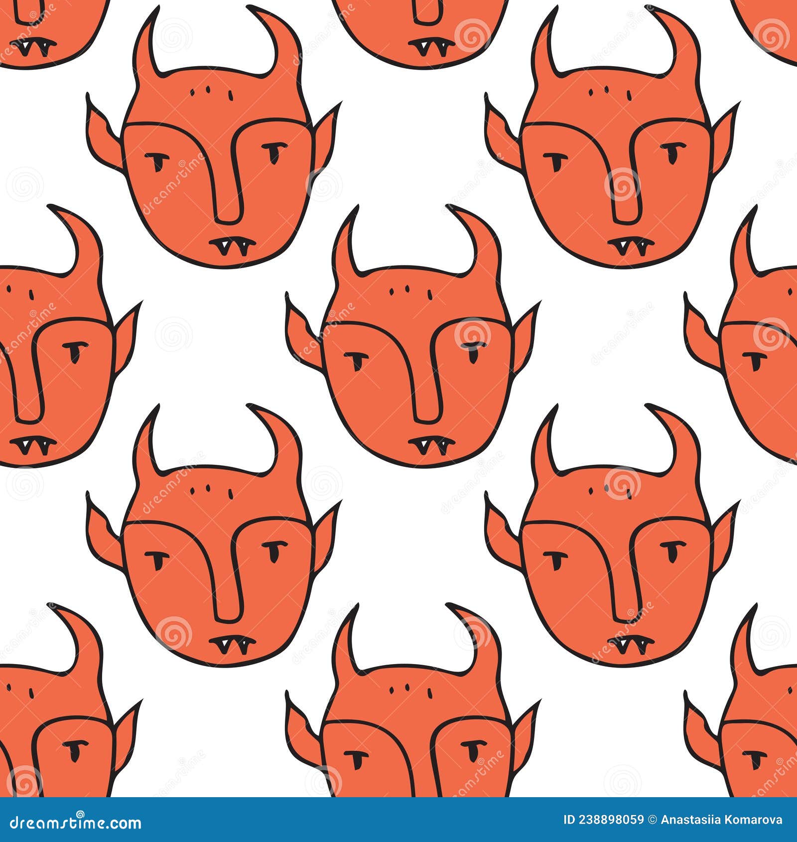 Seamlless Pattern. Vector Illustration with Devil Face Stock Vector ...