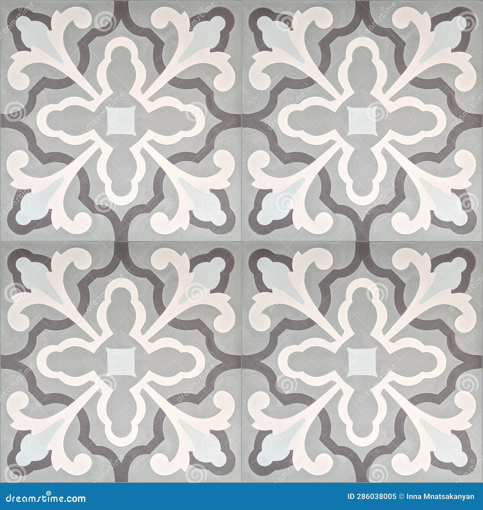 Seampless Encaustic Cement Tile Texture with Traditional Pattern Stock ...