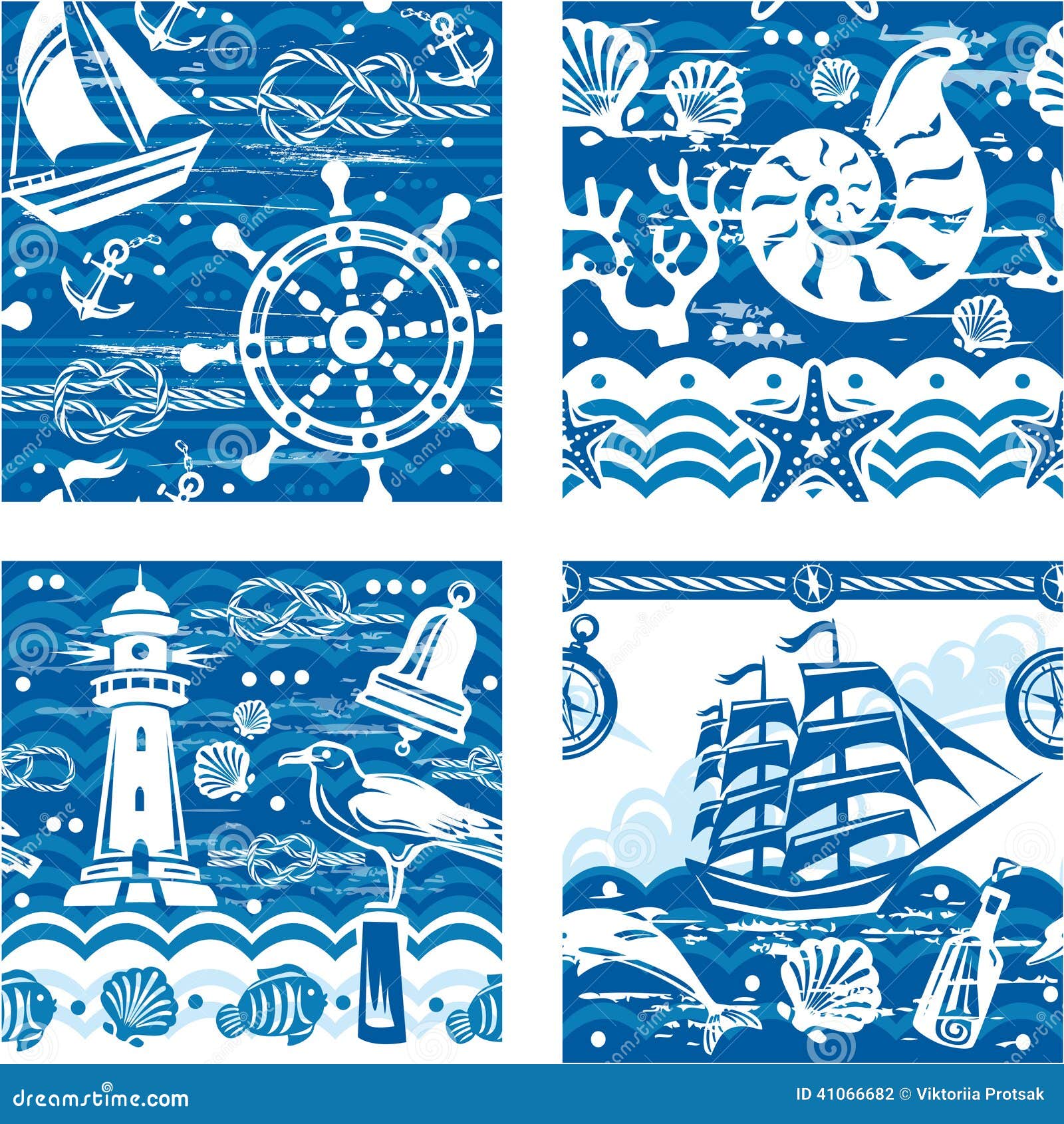 Seampless with Nautical and Sea Symbols Stock Vector - Illustration of ...