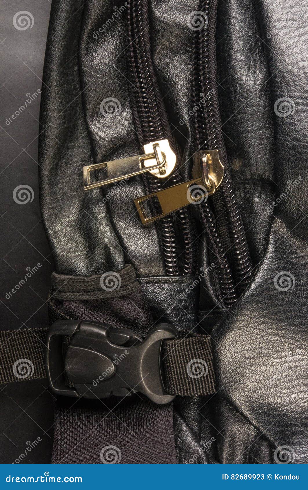 Seams on leather backpack stock image. Image of handbag - 82689923