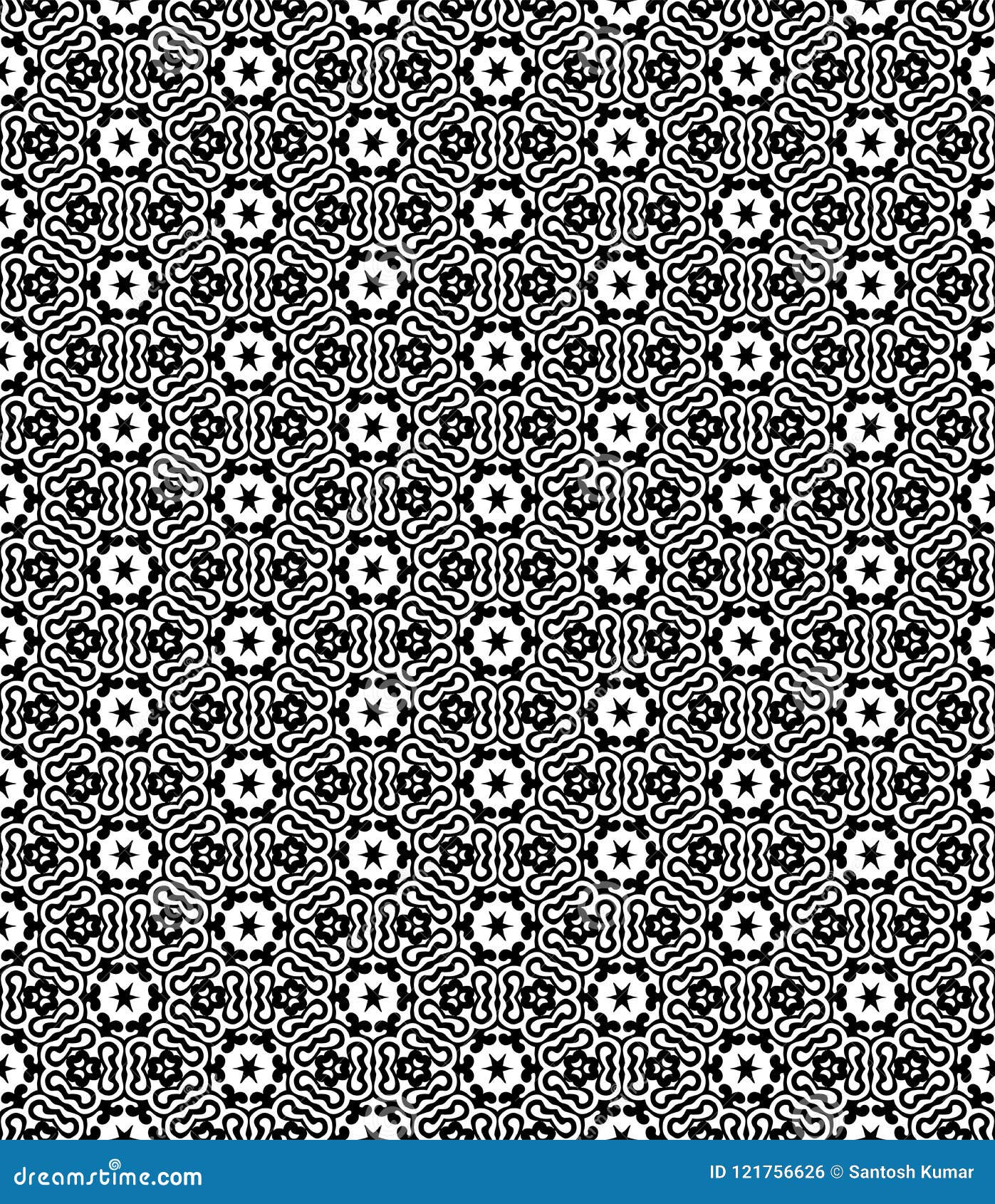 Seamless Pattern Black and White Stock Vector - Illustration of black ...
