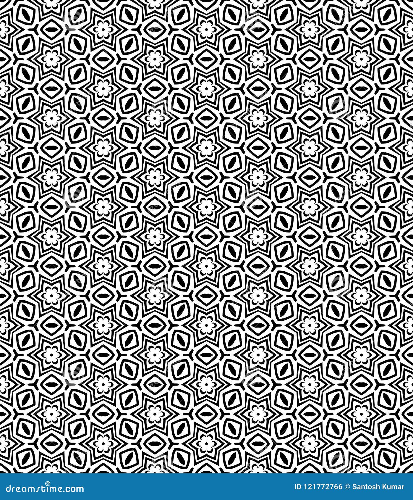Seamless Pattern Black and White Stock Vector - Illustration of design ...